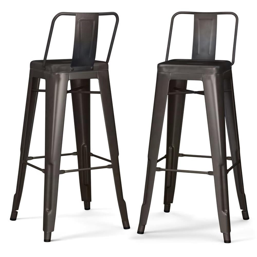 Trent Home 30" Industrial Metal Bar Stool in Gun Metal Gray (Set of 2 ...