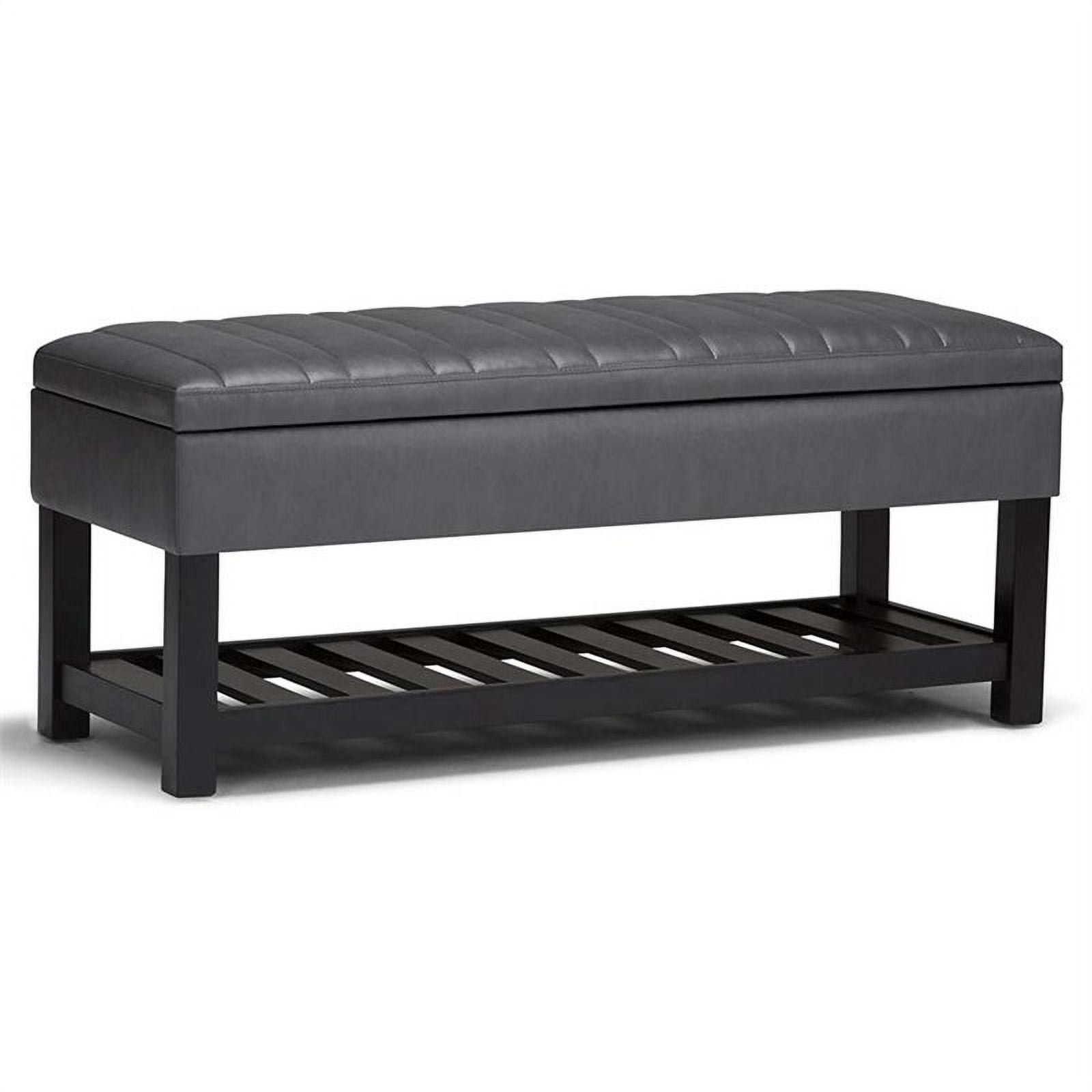 Trent Home 43" Transitional Rectangle Ottoman Bench in Stone Gray Faux ...