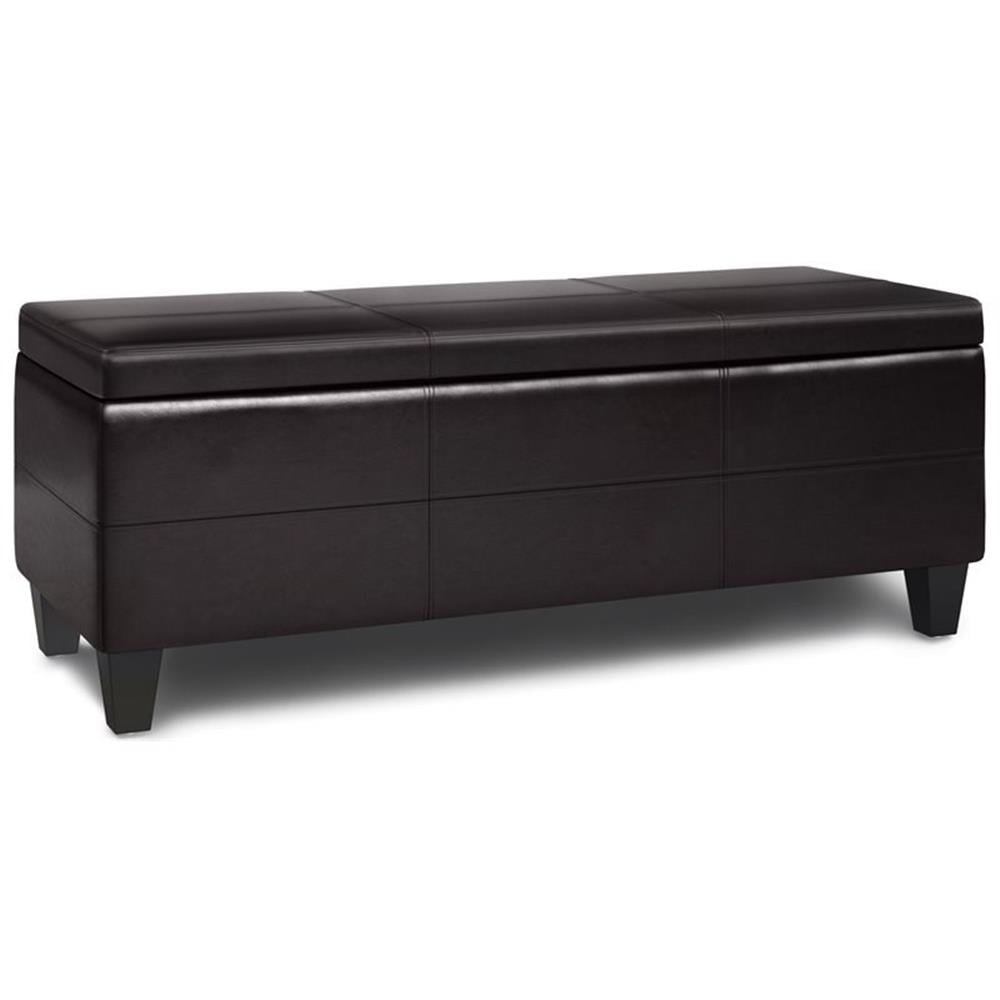 Trent Home 48" Faux Leather Rectangle Storage Ottoman Bench Tanners ...
