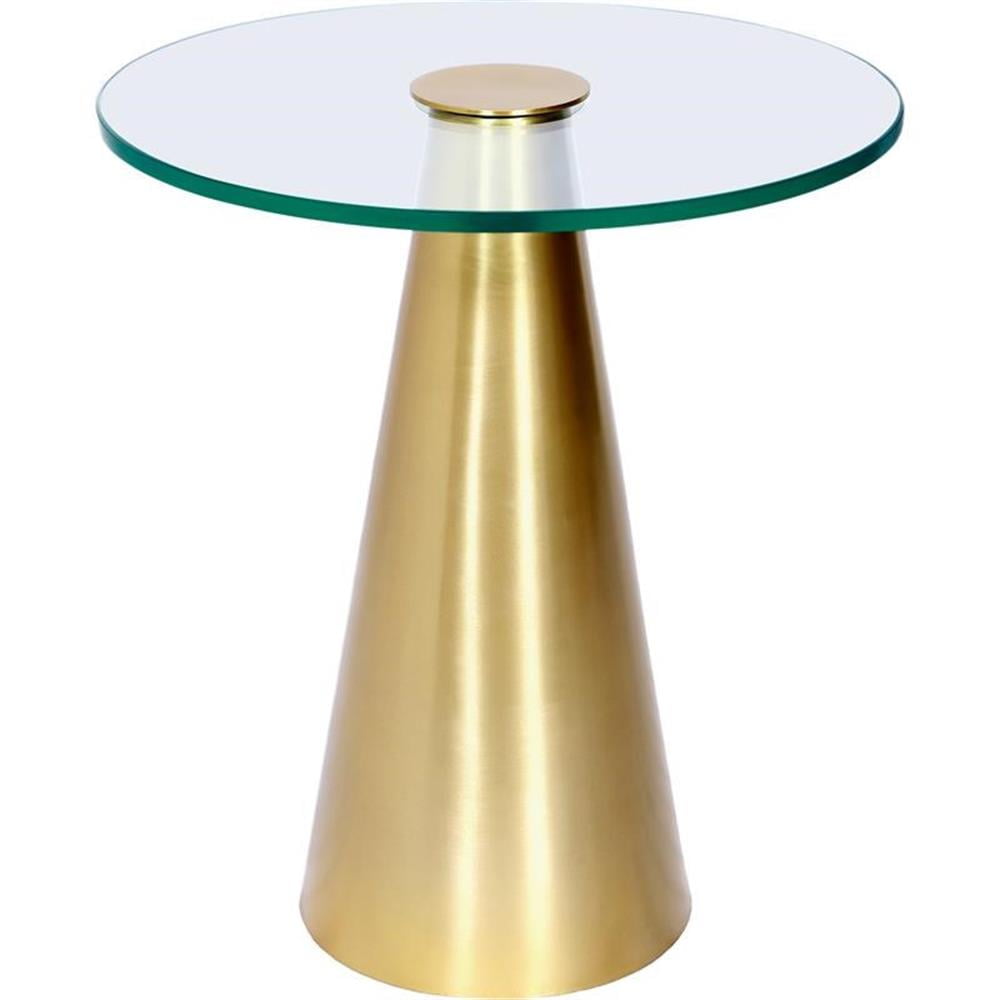 Trent Home Contemporary Metal End Table with Glass Top in Gold ...