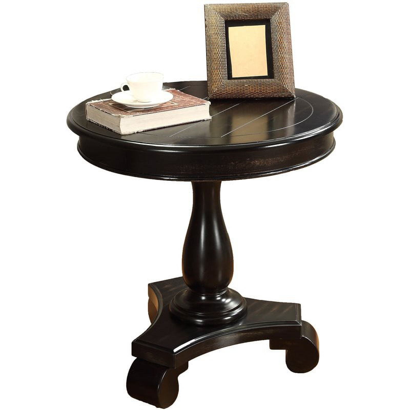 Trent Home Round Modern Wood Pedestal End Table with Scrolled Legs in ...