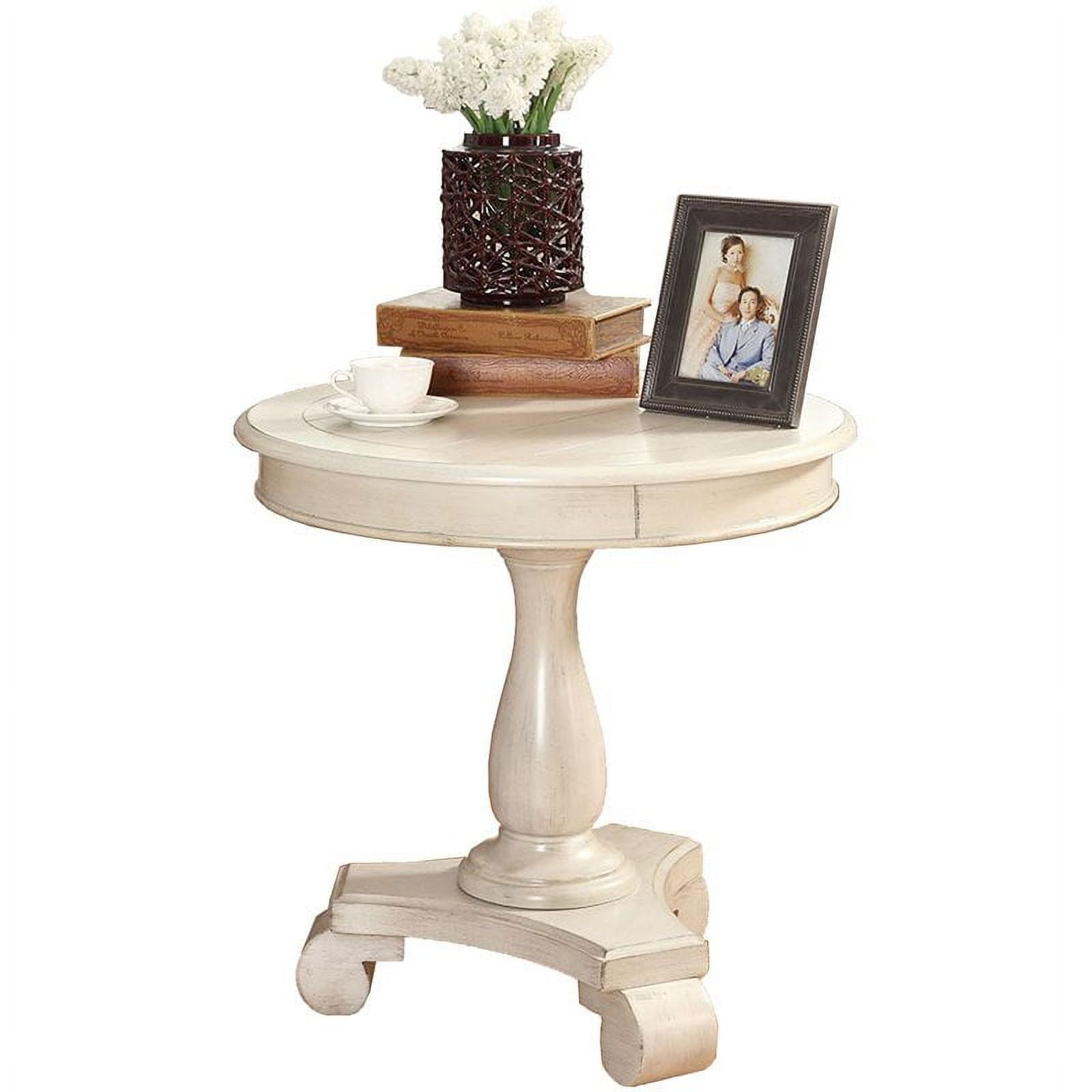 Trent Home Round Modern Wood Pedestal End Table with Scrolled Legs in ...