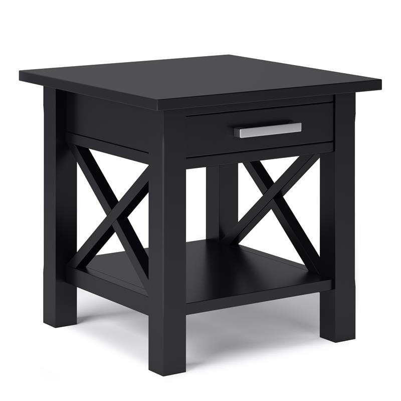 Trent Home Solid Wood Wide End Table with Storage in Black - Walmart.com