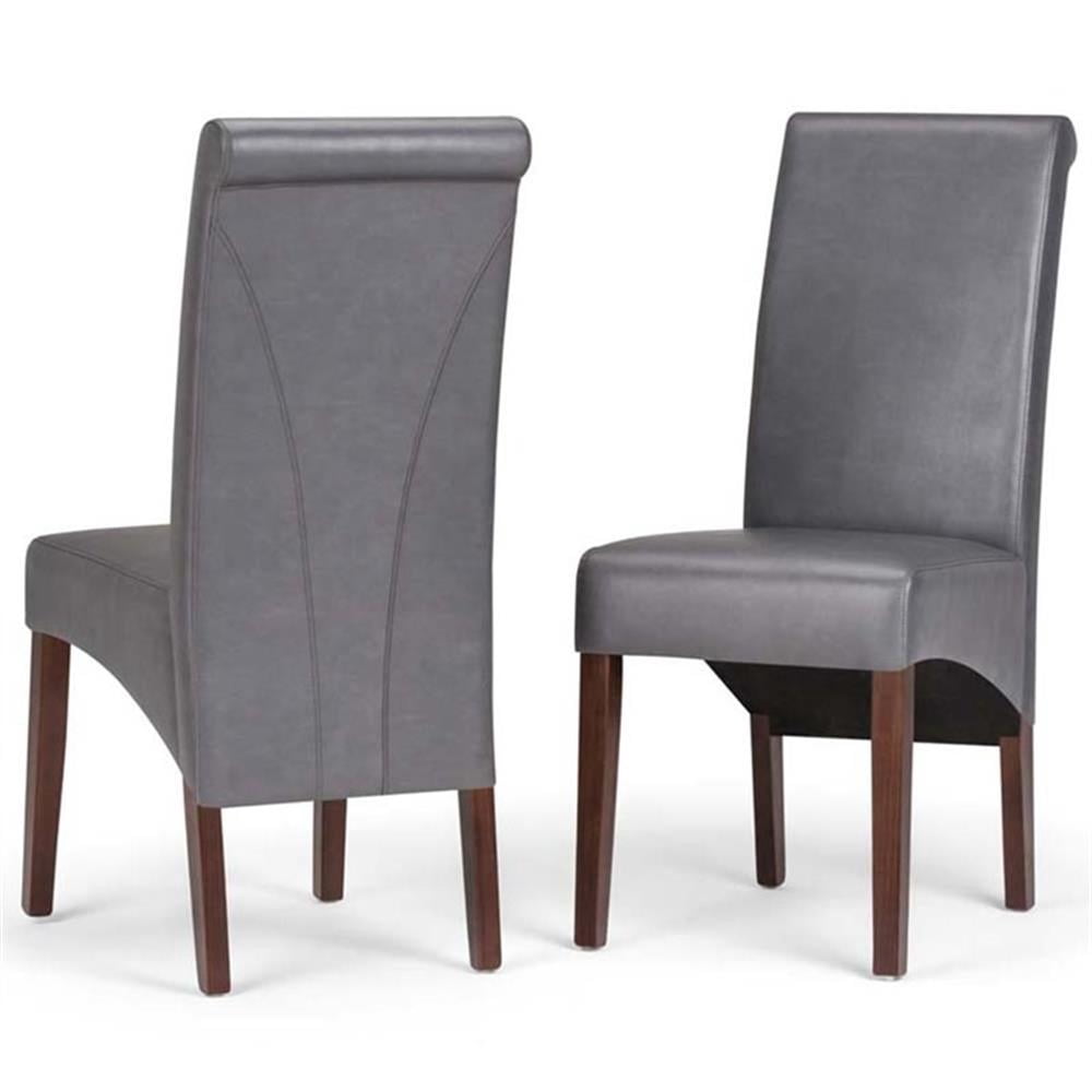 Trent Home Transitional Dining Chair in Stone Gray Faux Leather (Set of ...