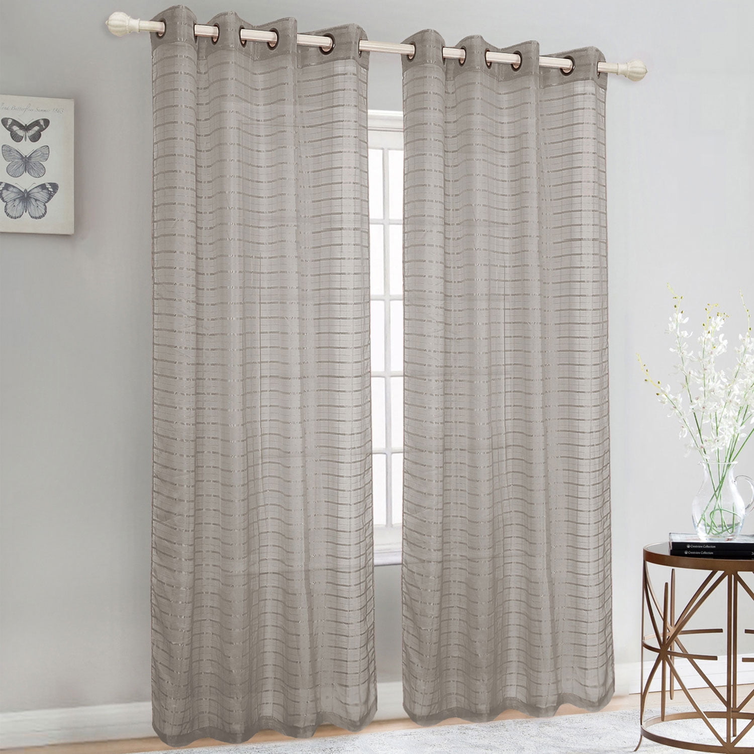 Trenton Box Sheer Voile Window Grommet Panel, Silver, 54x84 Inches ...