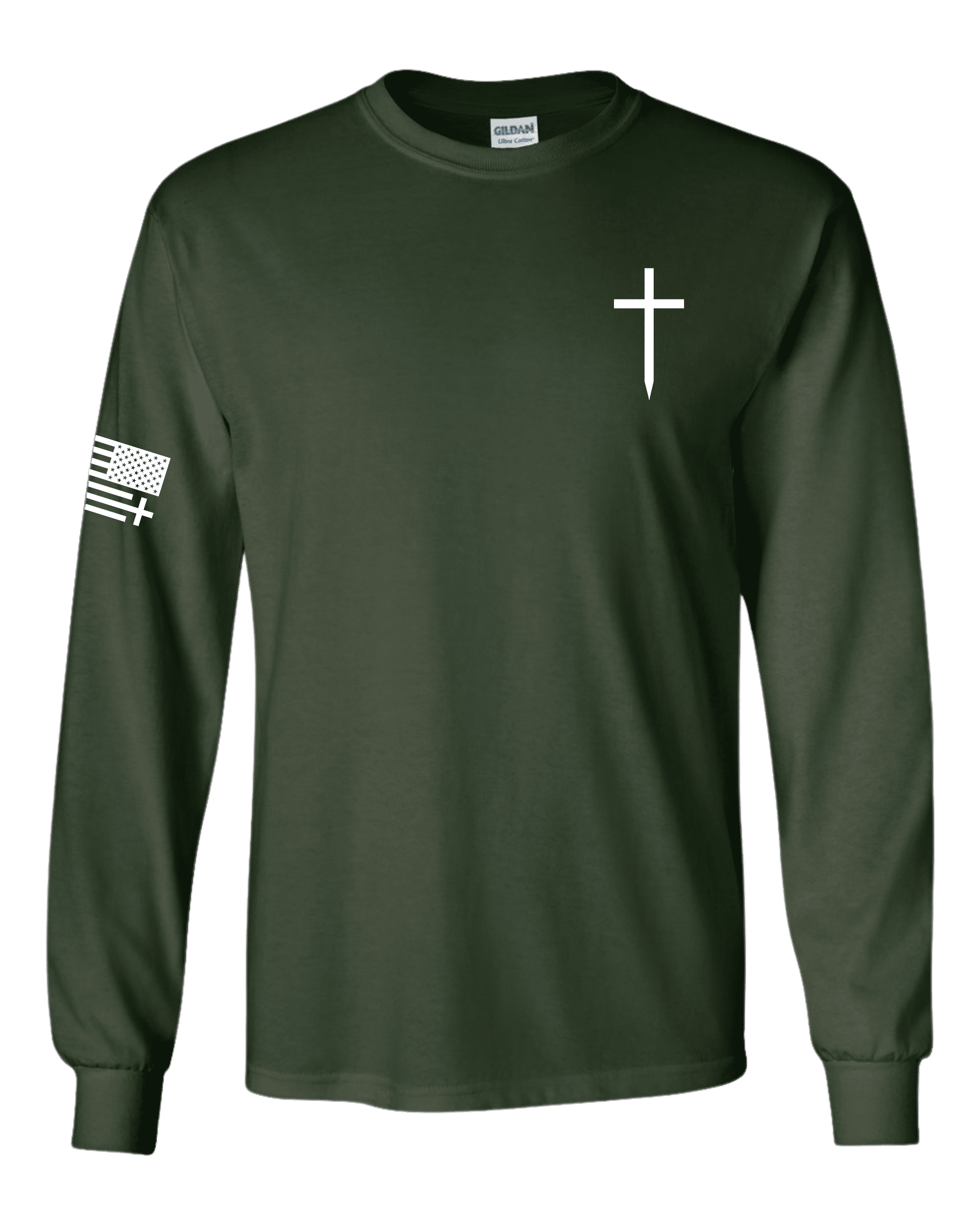 Trenz Shirt Company Christian Shirt Faith Cross Crest American Flag ...