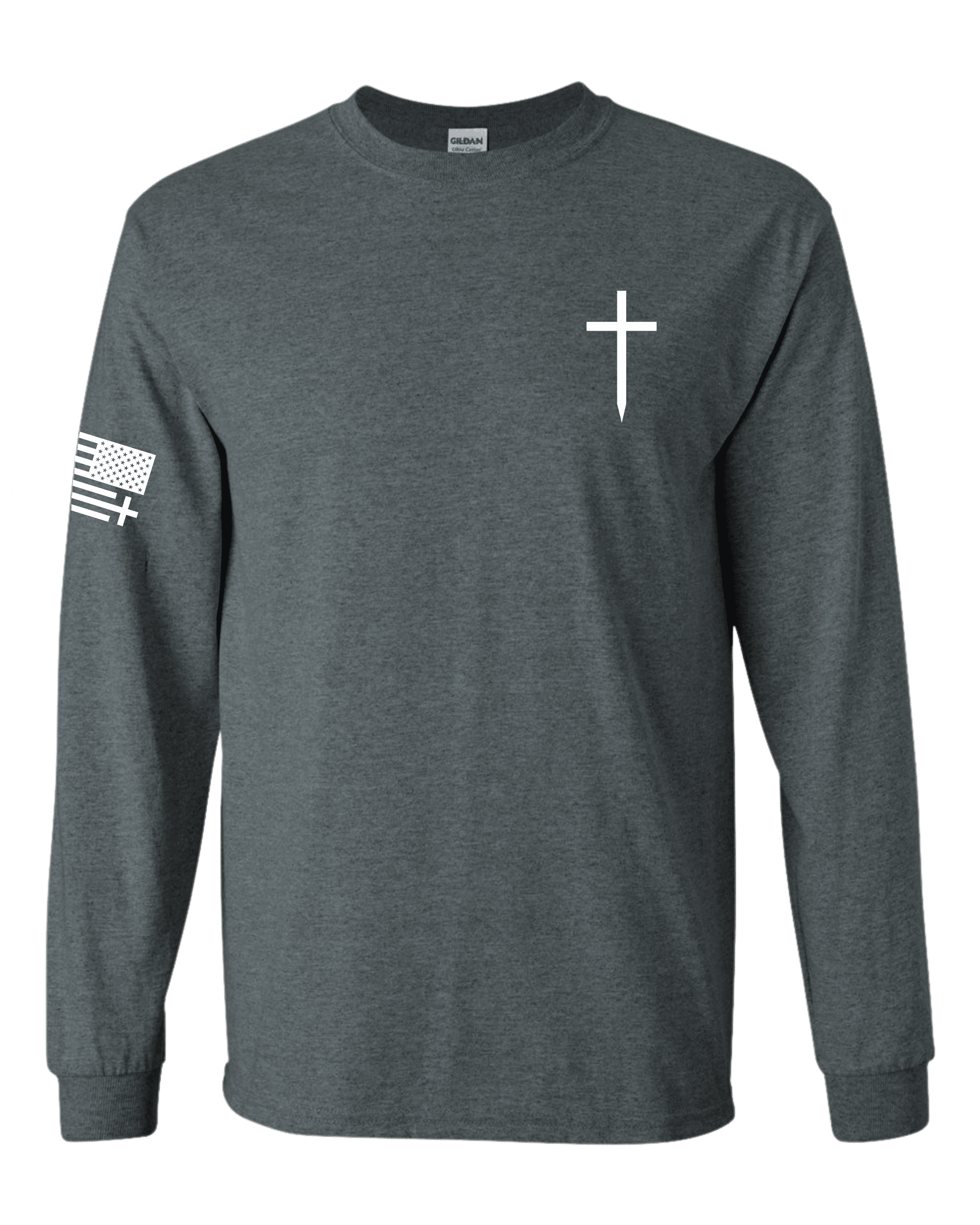 Trenz Shirt Company Christian Shirt Faith Cross Crest American Flag ...