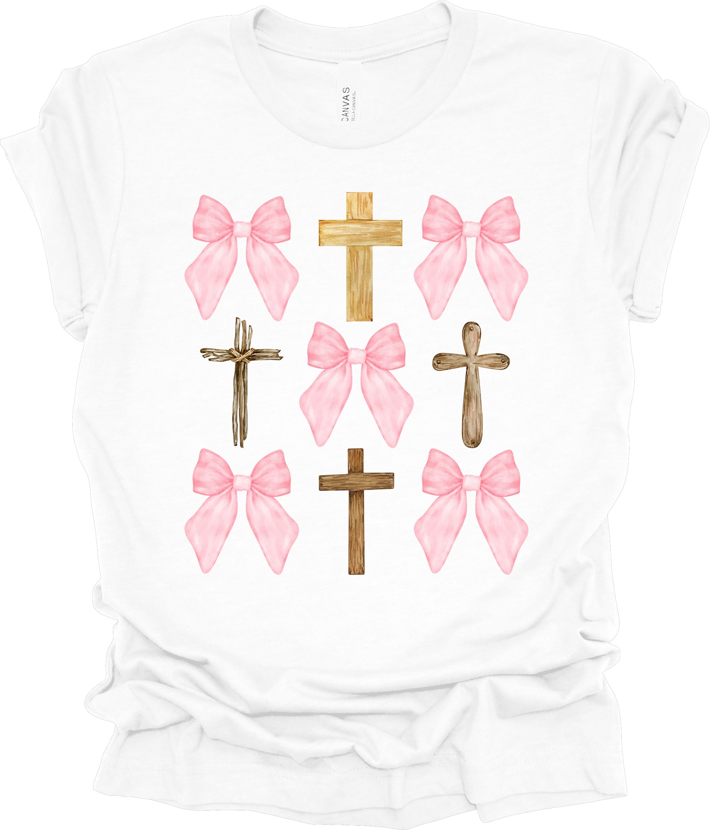 Trenz Shirt Company Coquette Cross and Bows Short Sleeve T-shirt-White ...
