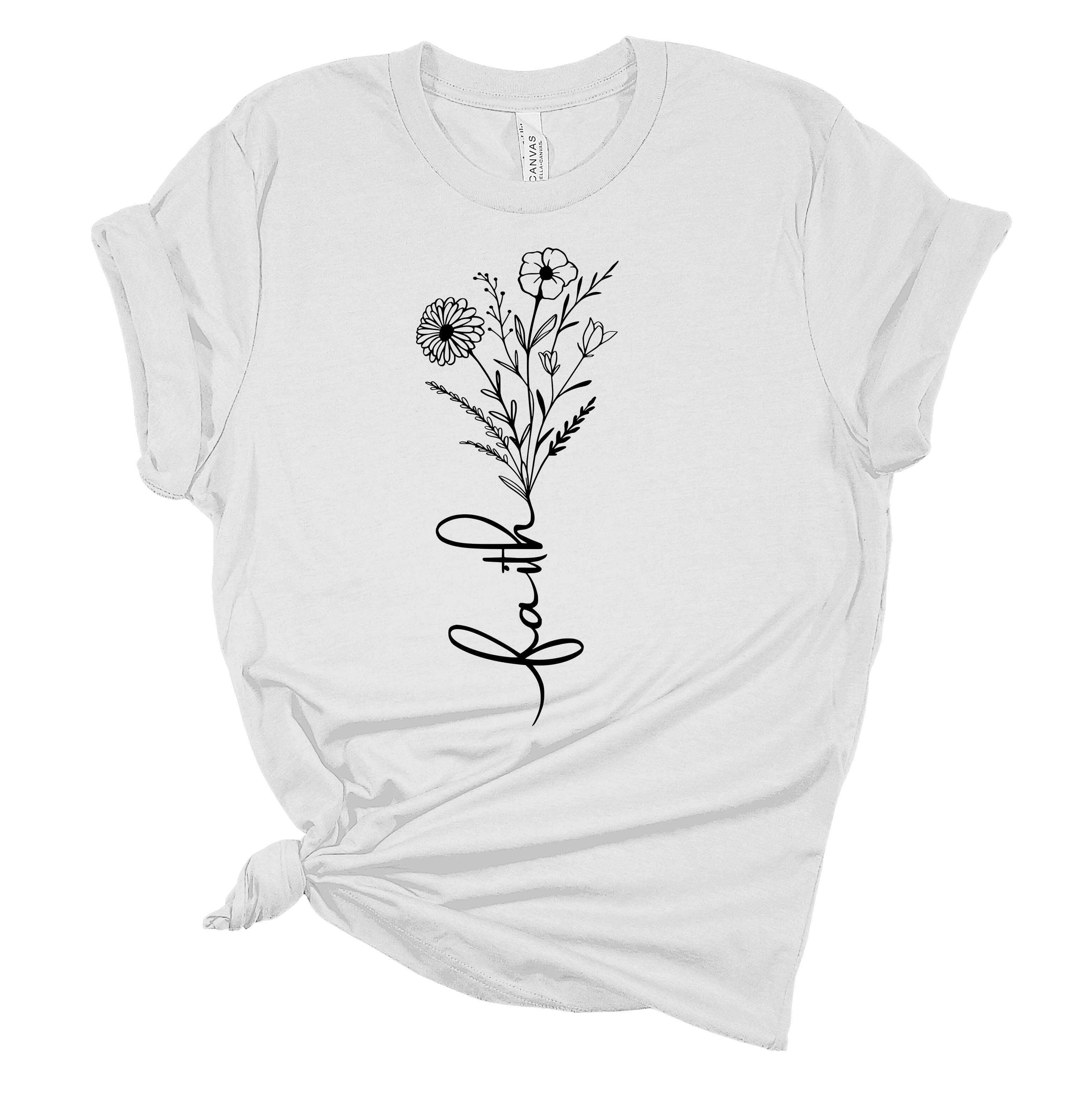 Trenz Shirt Company Faith Floral Bouquet Unisex Ladies Design Christian T-shirt Graphic Tee ...
