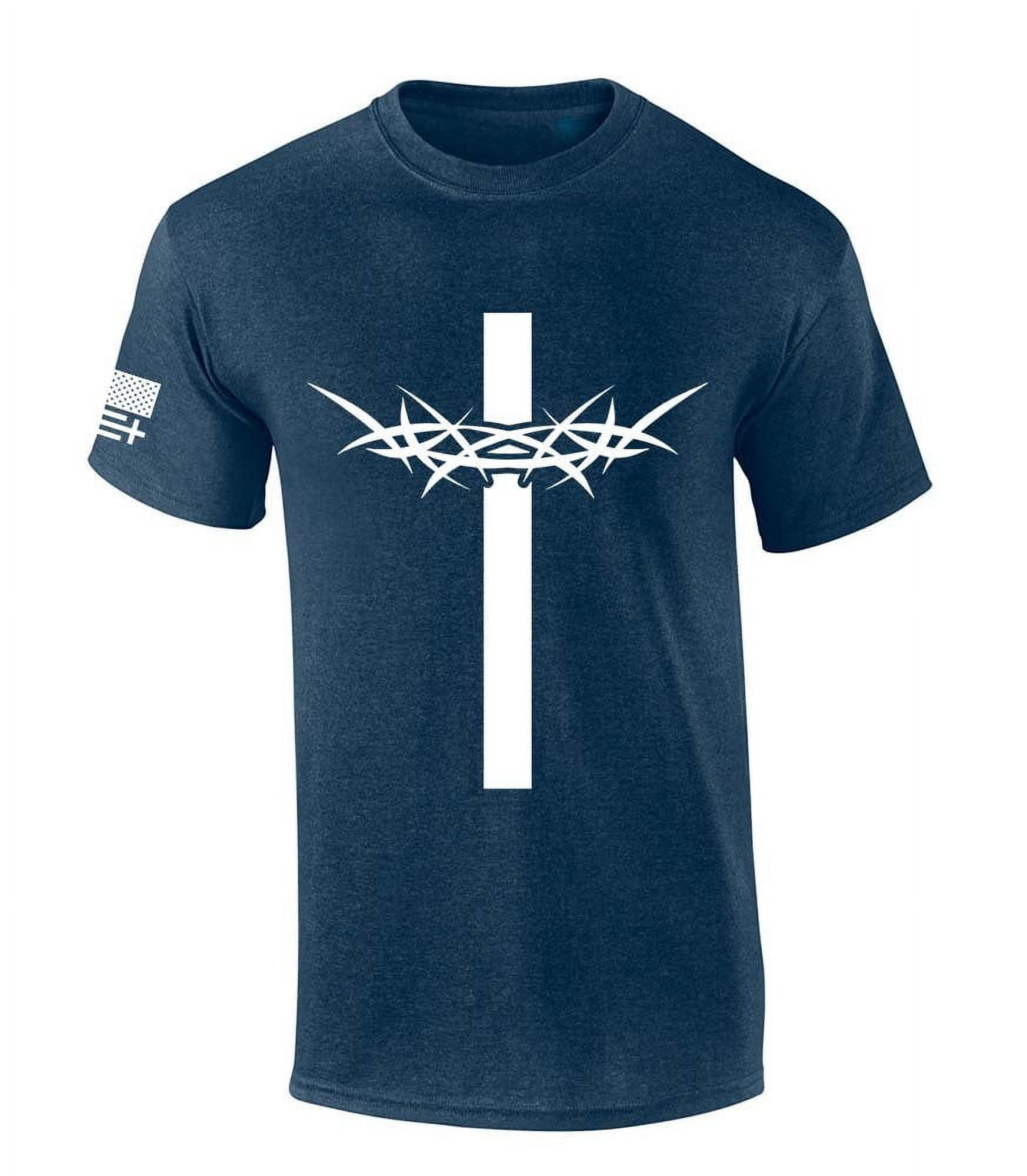 Trenz Shirt Company Mens Christian Tshirt Cross With Crown of Thorns ...