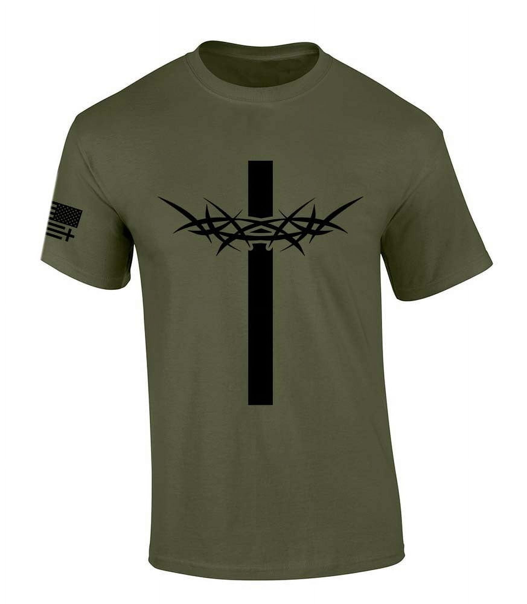 Trenz Shirt Company Mens Christian Tshirt Cross With Crown of Thorns ...