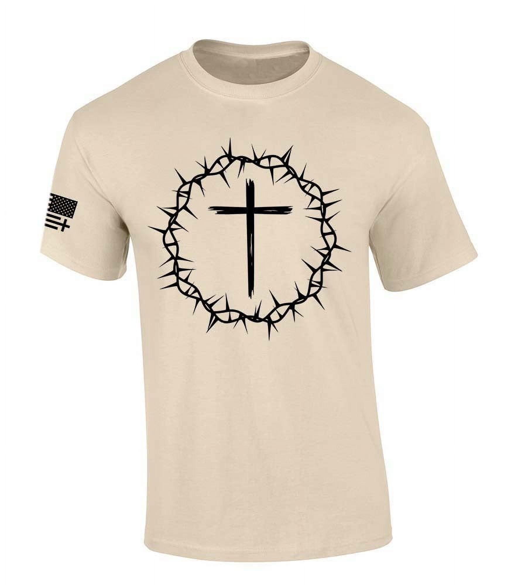Trenz Shirt Company Mens Christian Tshirt Cross Within Crown of Thorns ...