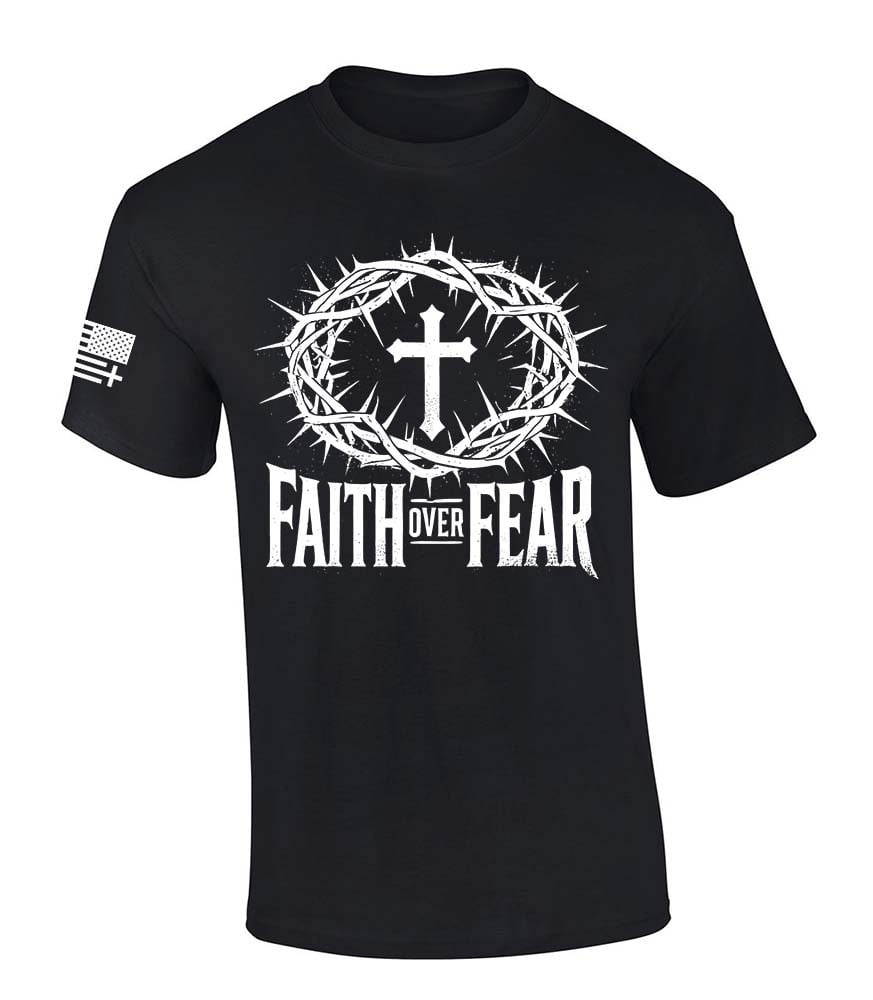 Trenz Shirt Company Mens Christian Tshirt Faith Over Fear Cross With ...