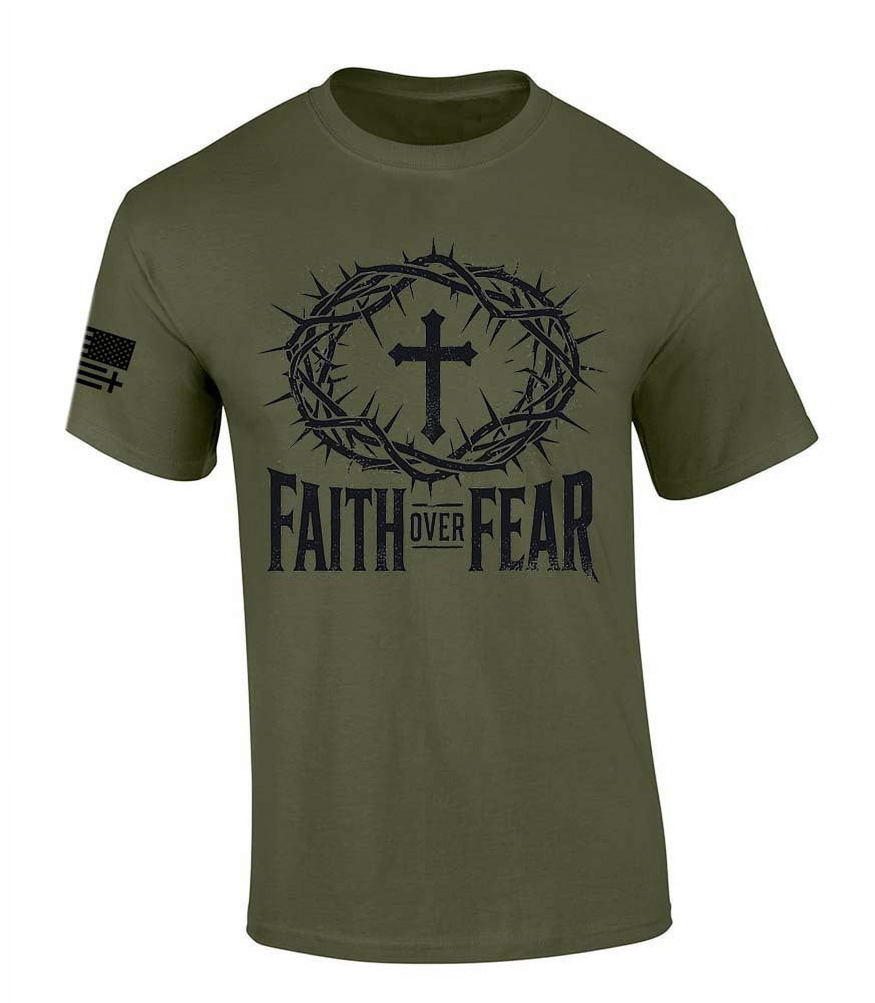 Trenz Shirt Company Mens Christian Tshirt Faith Over Fear Cross With ...