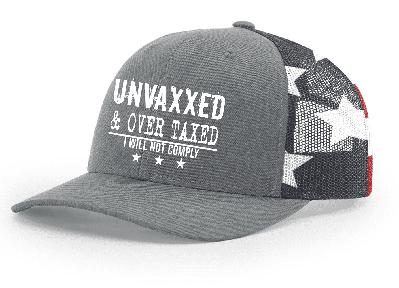 Trenz Shirt Company Mens Unvaxxed & Over Taxed Embroidered Mesh Back ...