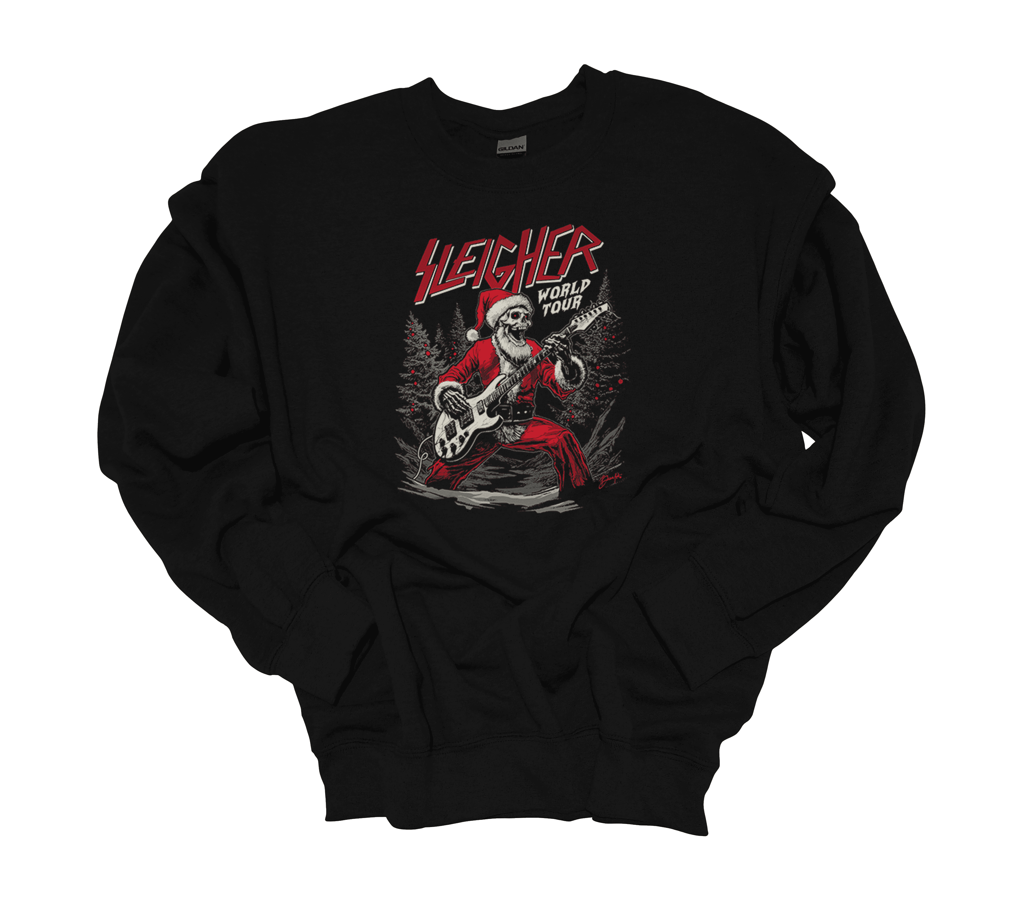 Trenz Shirt Company Sleigher World Tour Heavy Metal Skeleton Santa ...