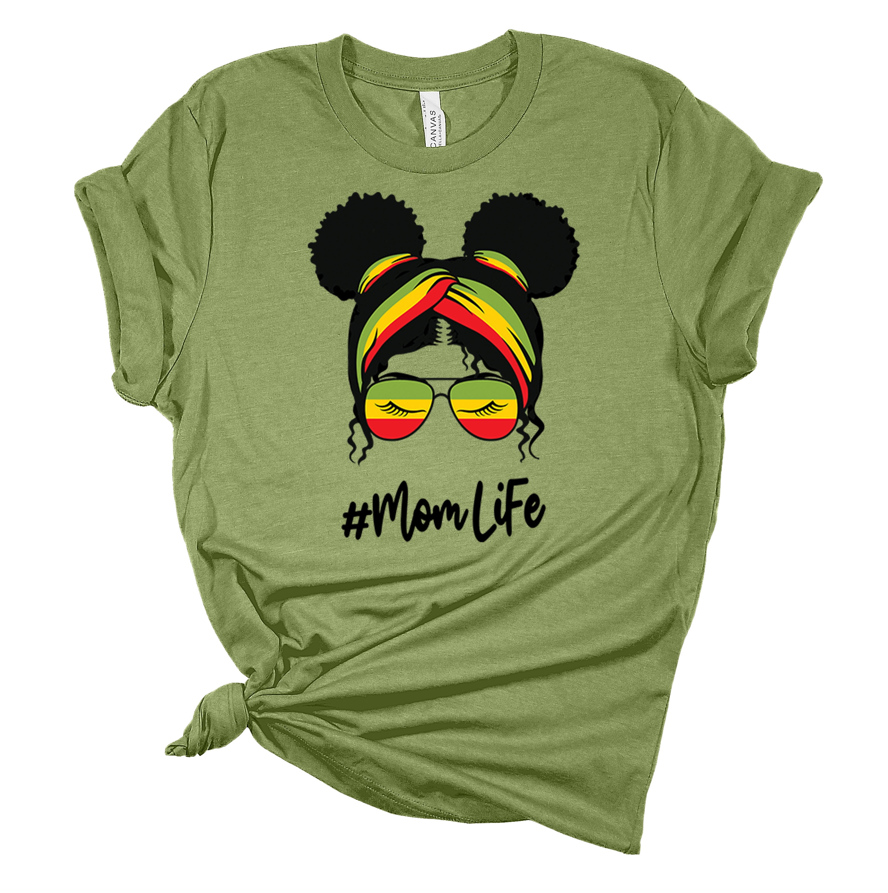 Trenz Shirt Company Women's Double Bun Mom Life Short Sleeve Graphic T-Shirt, Heather Green ...