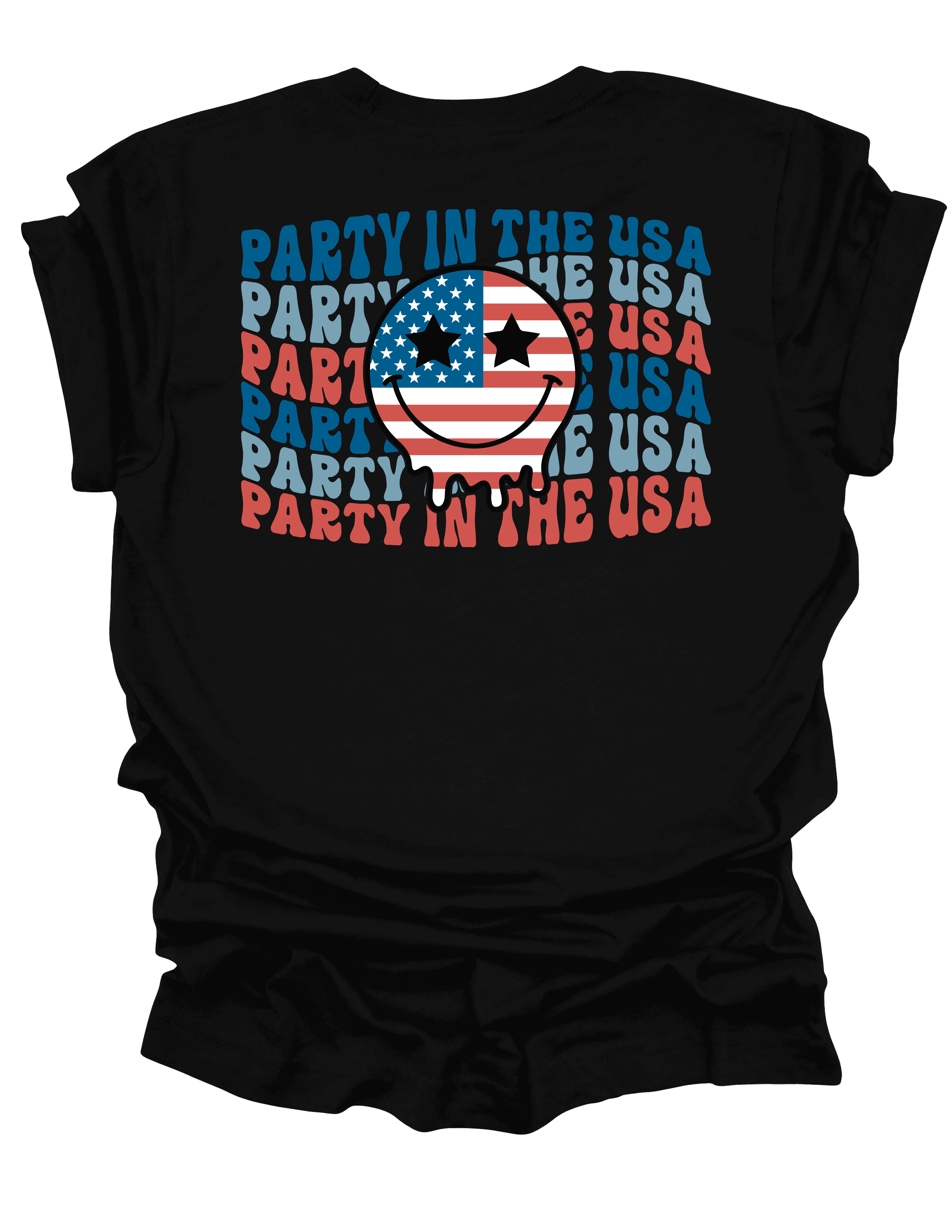 Trenz Shirt Company Womens Stacked Party In USA Smile Face Short Sleeve ...