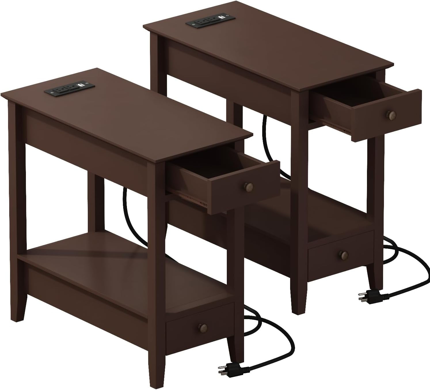 Treocho End Tables Living Room Set of 2, Narrow Side Table with ...