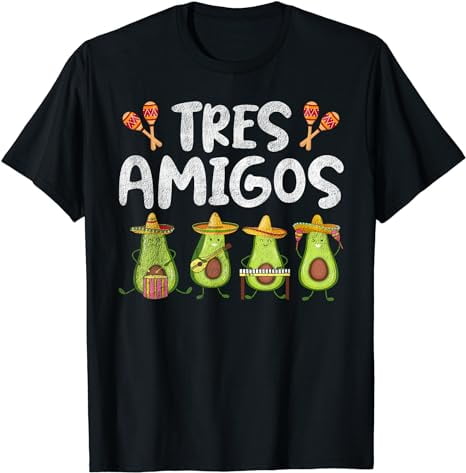 Tres Amigos Avocado Guac Cinco De Mayo Fiesta T-Shirt - Walmart.com