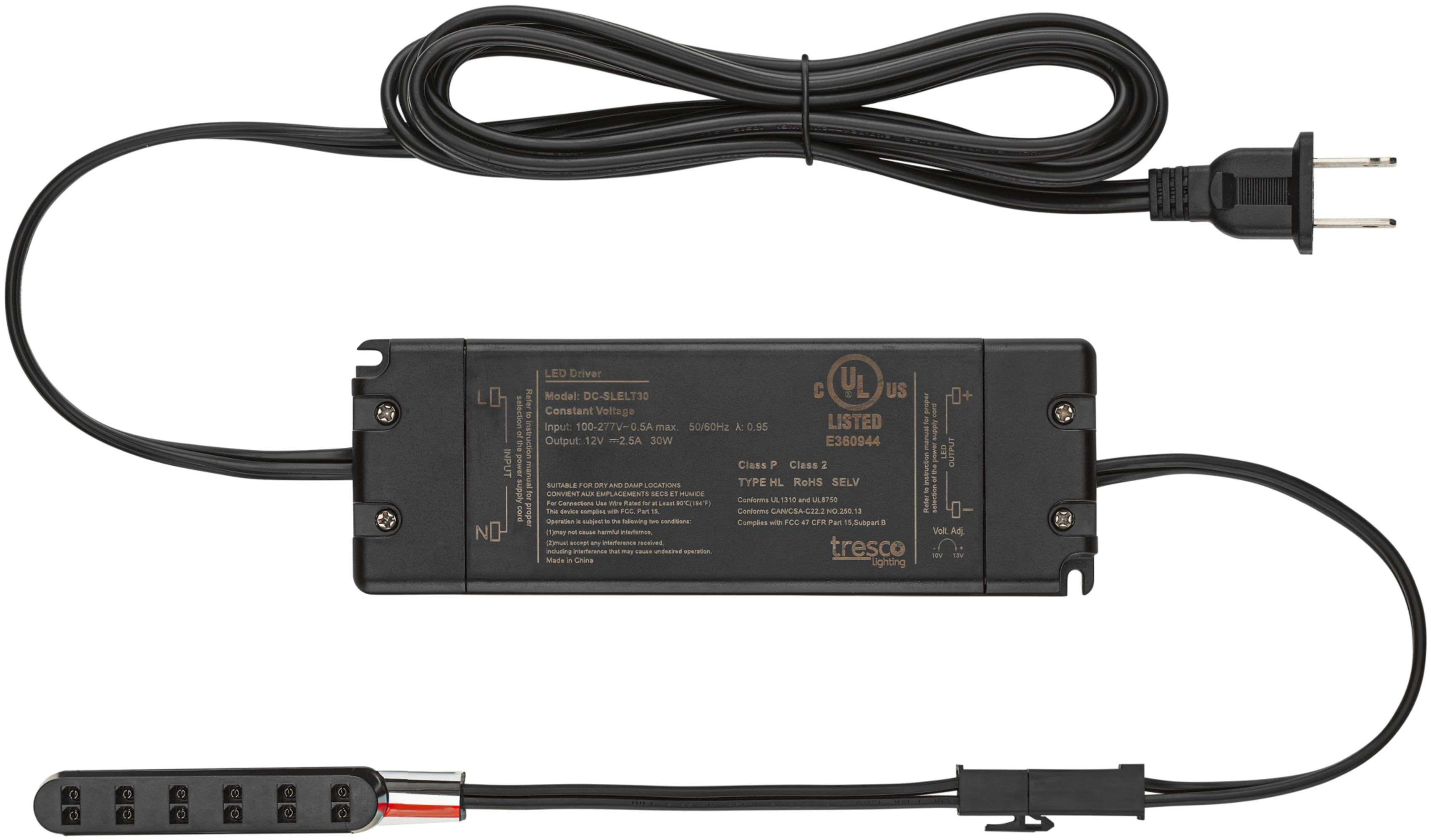 Tresco L-Dc-Slelt30-1 12Vdc 30W Plug-In Power Supply W/ 6-Snap Mounting ...