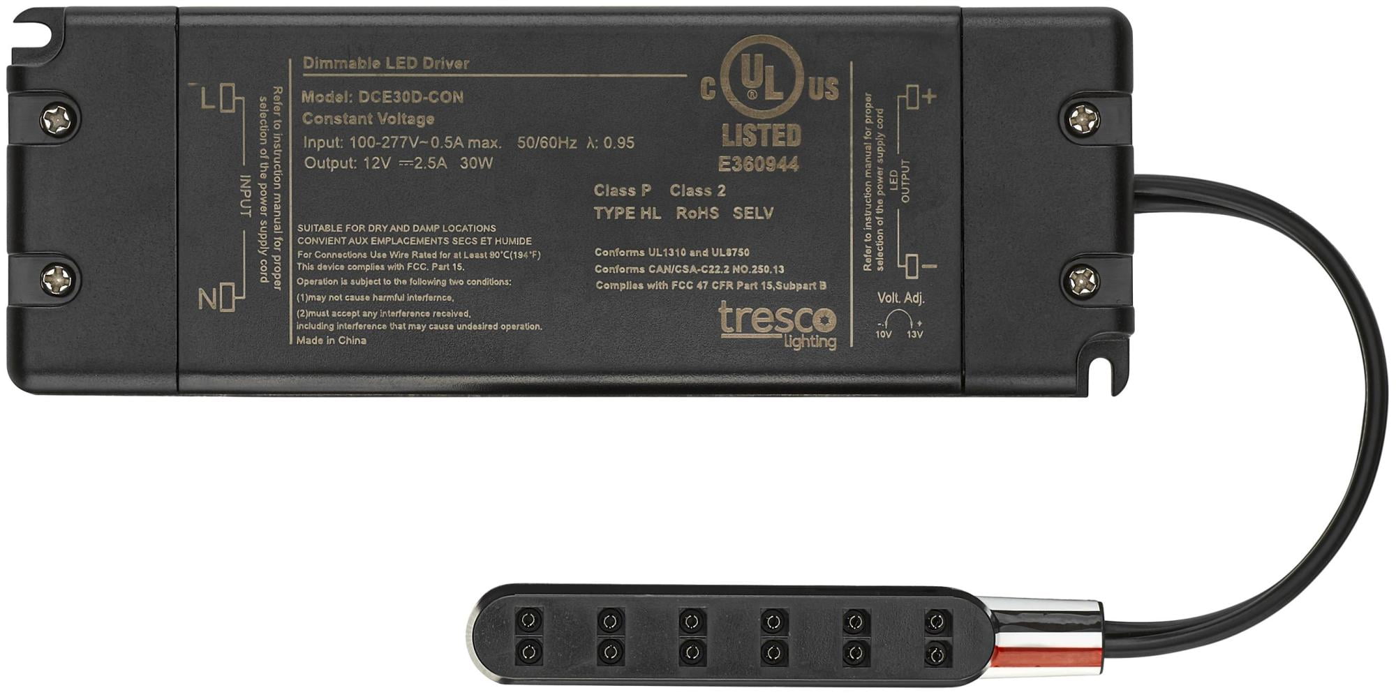 Tresco L-Dce30d-Con-1 12Vdc 30W Commercial Wall Dimmable Hardwire Power ...