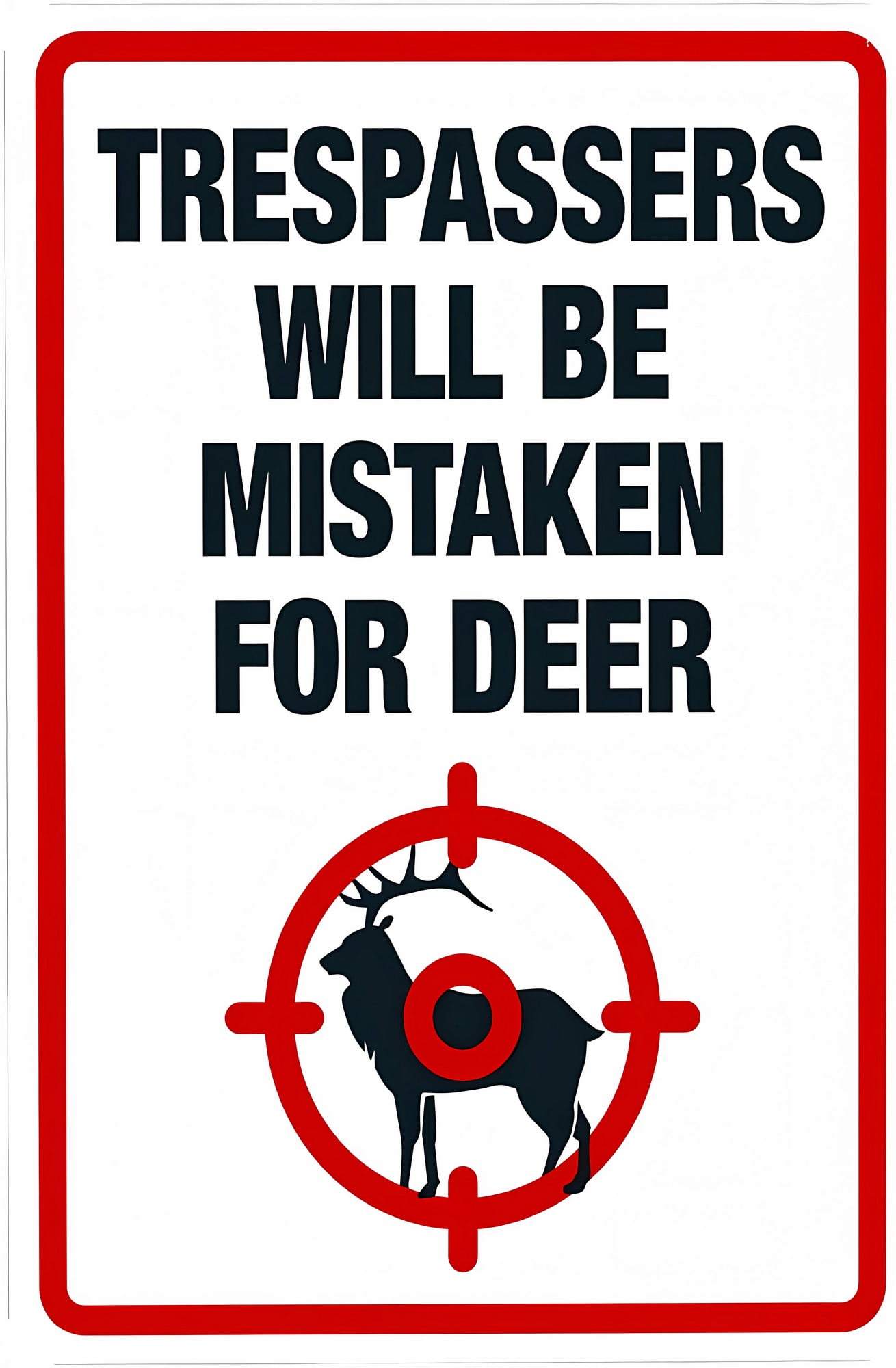 Trespassers Will Be Mistaken For Deer Warning Sign - 8"x12", Security ...