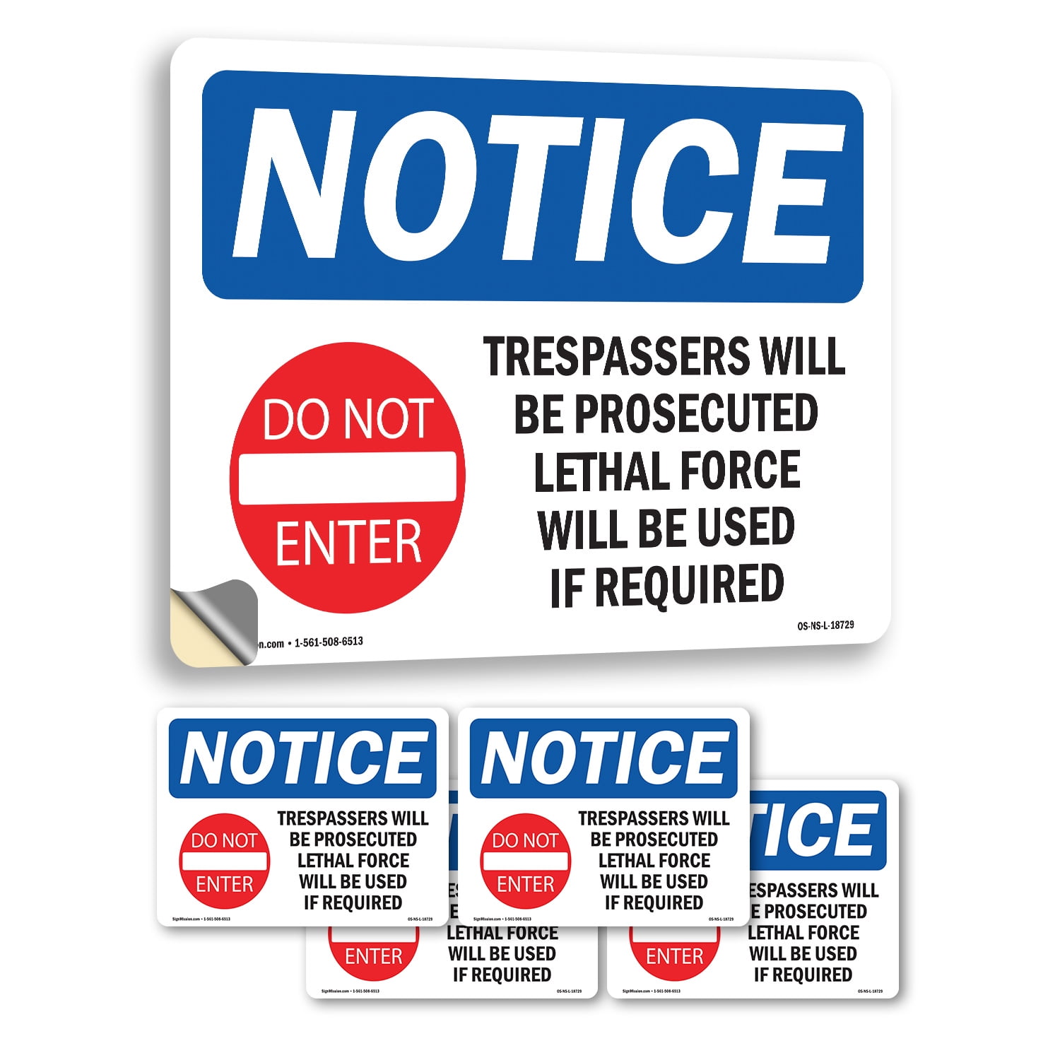 Trespassers Will Be Prosecuted With Symbol OSHA Notice Vinyl Decal ...