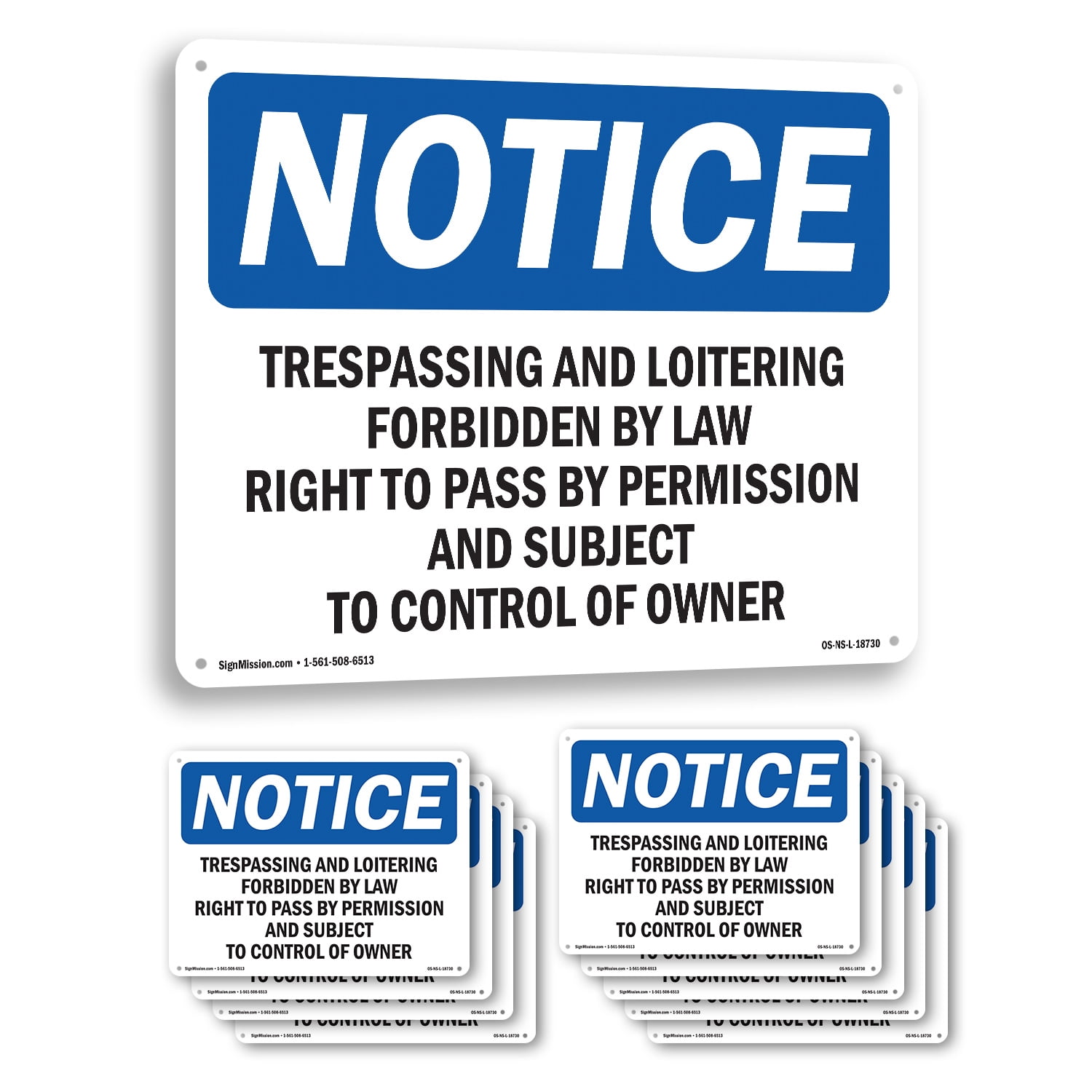 Trespassing And Loitering Forbidden By Law OSHA Notice Rigid Plastic ...