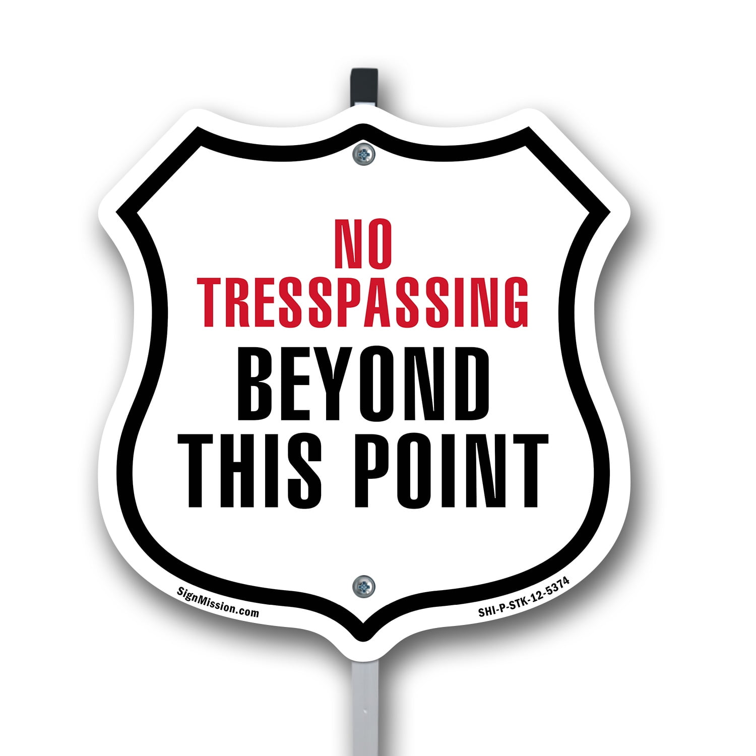 No Trespassing Beyond This Point 12 inch X 12 inch Shield Shaped ...
