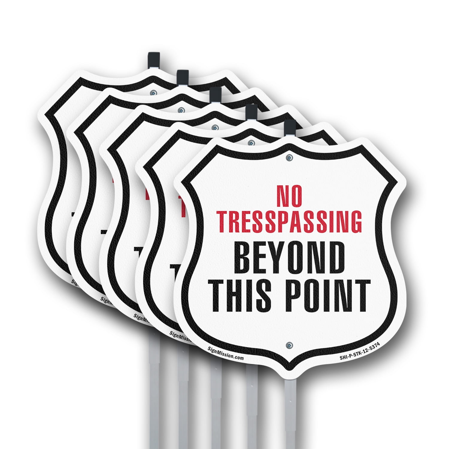 No Trespassing Beyond This Point (5 Pack) 12 inch X 12 inch Shield ...