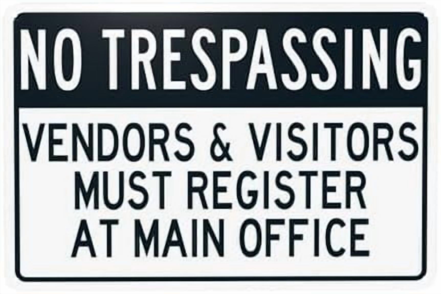No Trespassing Black Warning Sign, Visitor Security Metal Signs for ...
