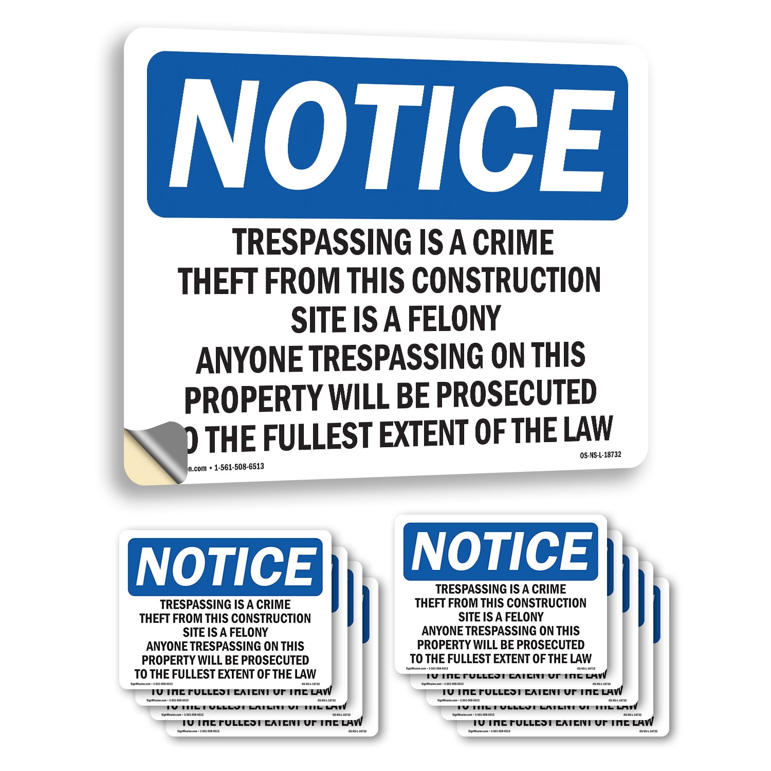 Trespassing Is A Crime Theft From This Construction OSHA Notice Vinyl ...