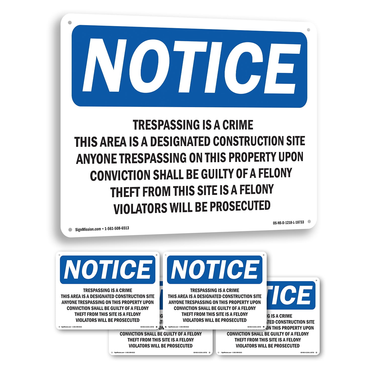 Trespassing Is A Crime This Area Is A Designated OSHA Notice Aluminum ...