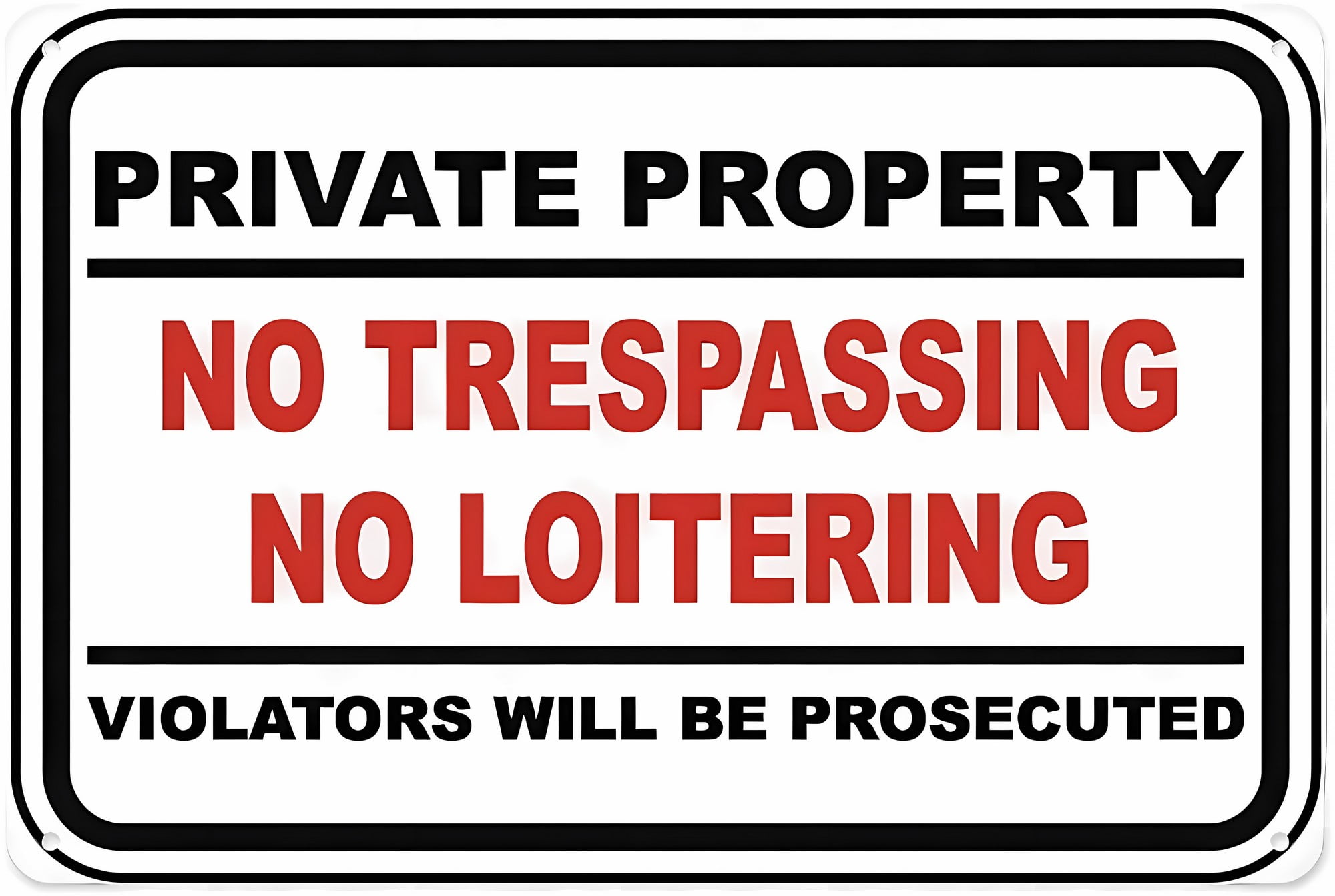 No Trespassing No Loitering Tin Sign - 8"x12" Vintage Metal Warning ...