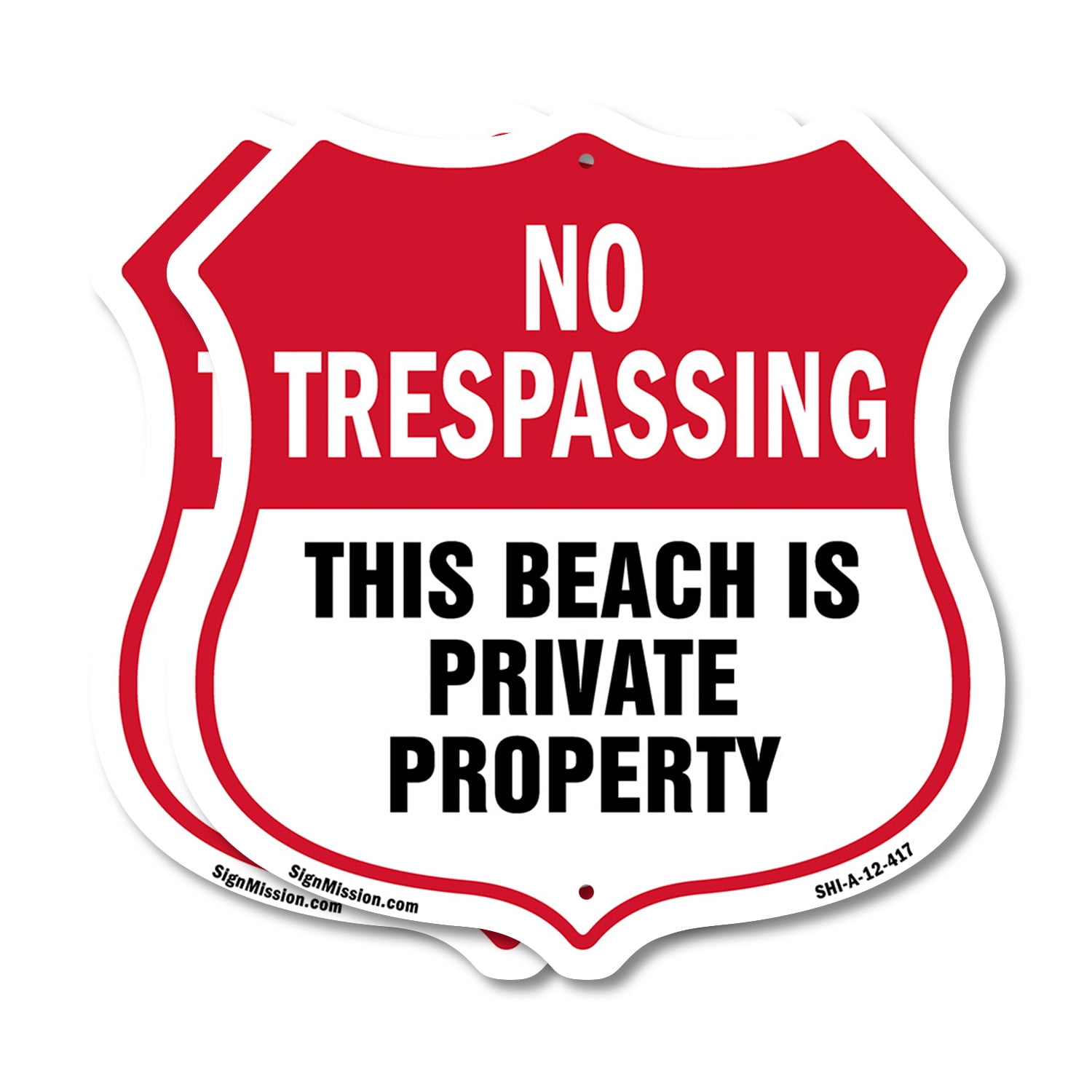 No Trespassing Shield Sign This Beach Is Private Property (2 Pack) 12 ...