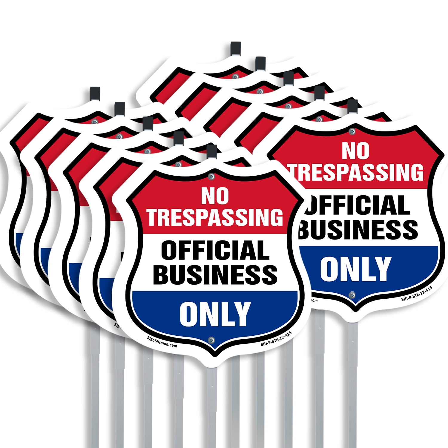 No Trespassing Shield Sign Official Business Only (10 Pack) 12 inch X ...
