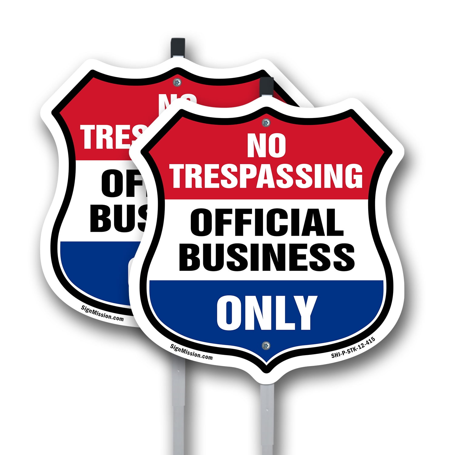 No Trespassing Shield Sign Official Business Only (2 Pack) 12 inch X 12 ...