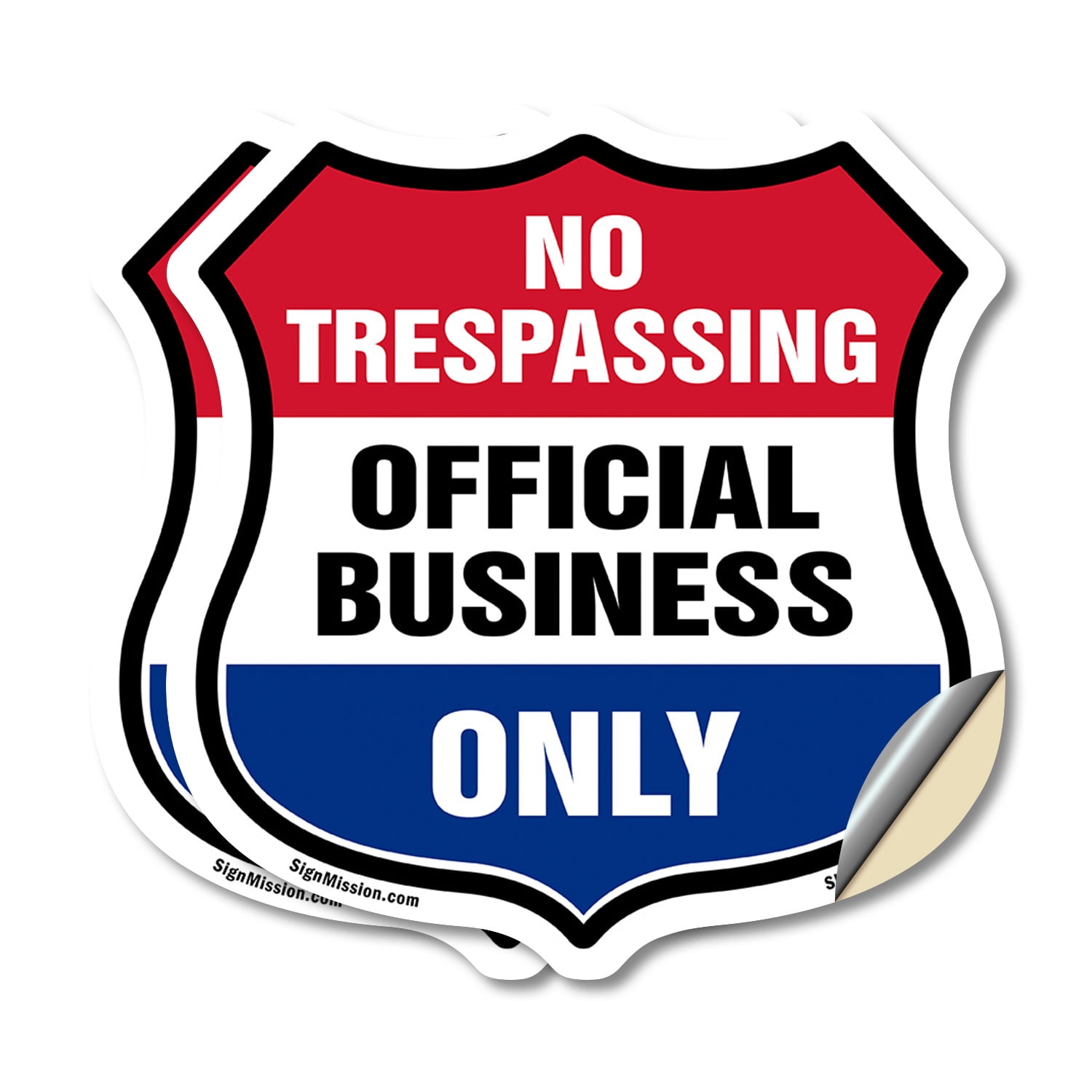 No Trespassing Shield Sign Official Business Only (2 Pack) 6 inch X 6 ...