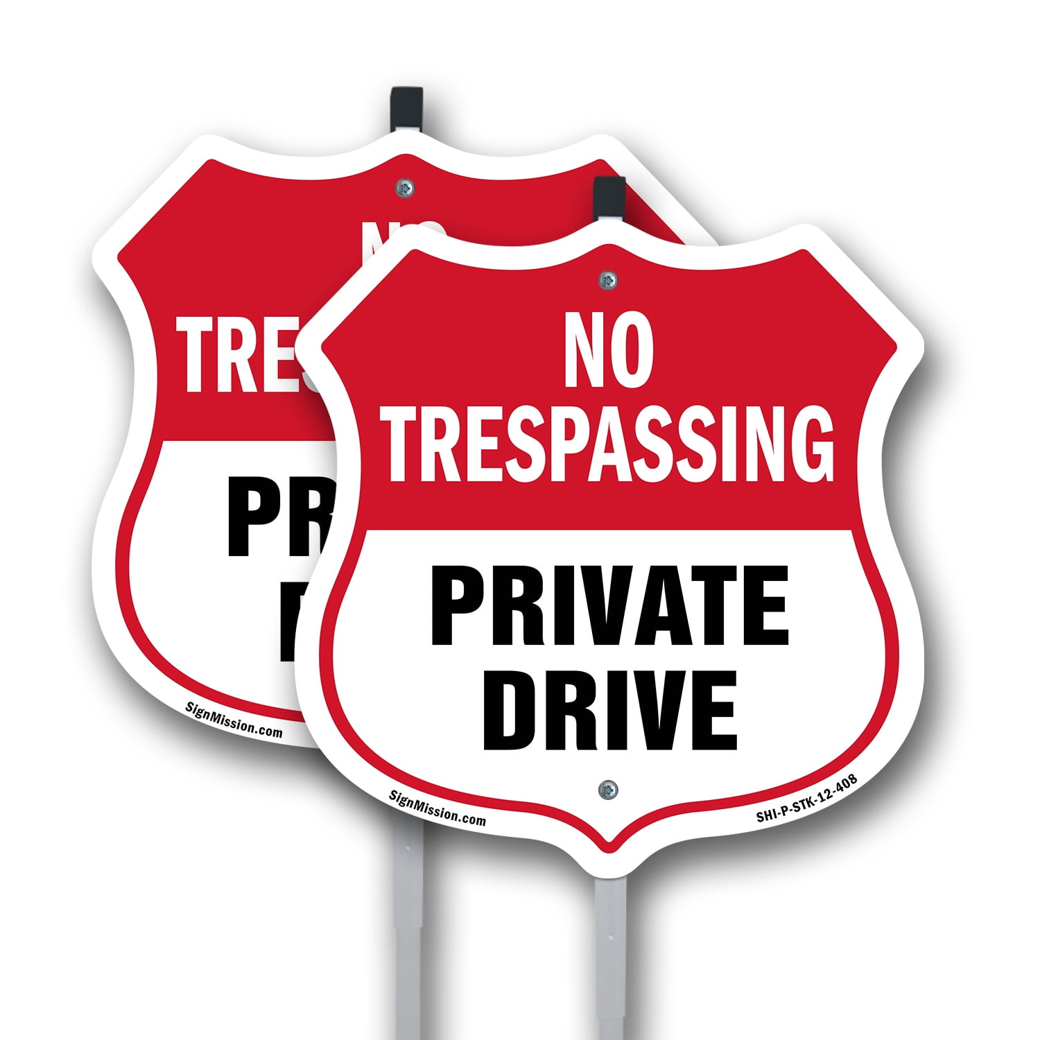 No Trespassing Shield Sign Private Drive (2 Pack) 12 inch X 12 inch ...