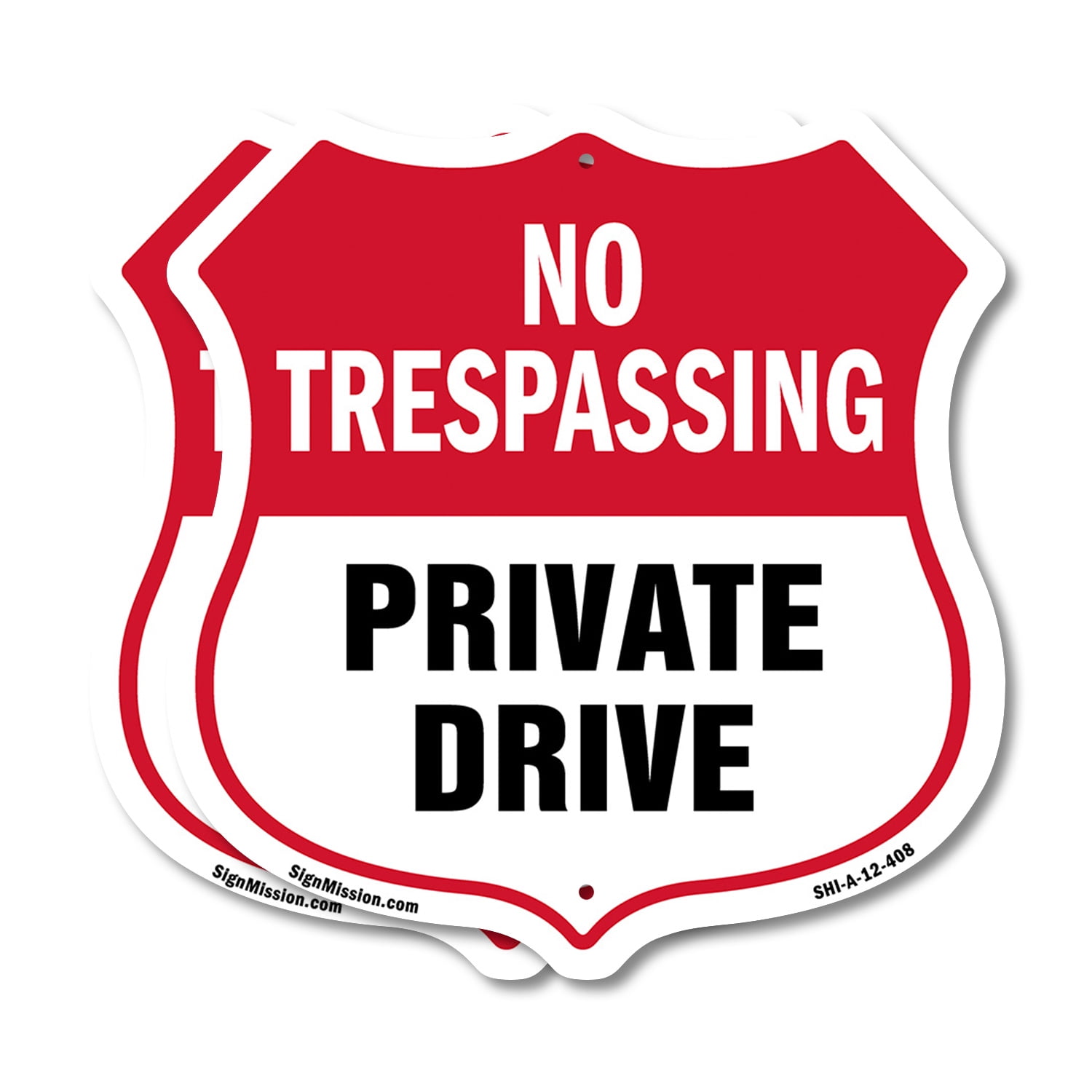 No Trespassing Shield Sign Private Drive (2 Pack) 12 inch X 12 inch ...