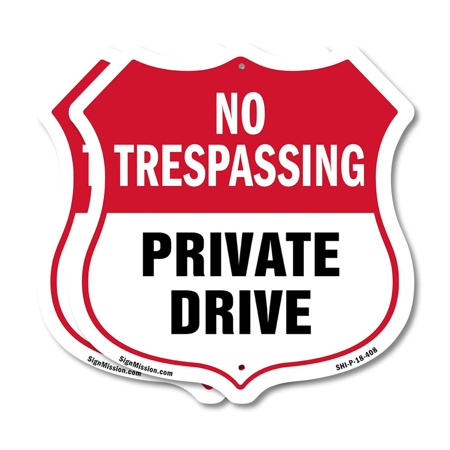 No Trespassing Shield Sign Private Drive (2 Pack) 18 inch X 18 inch ...