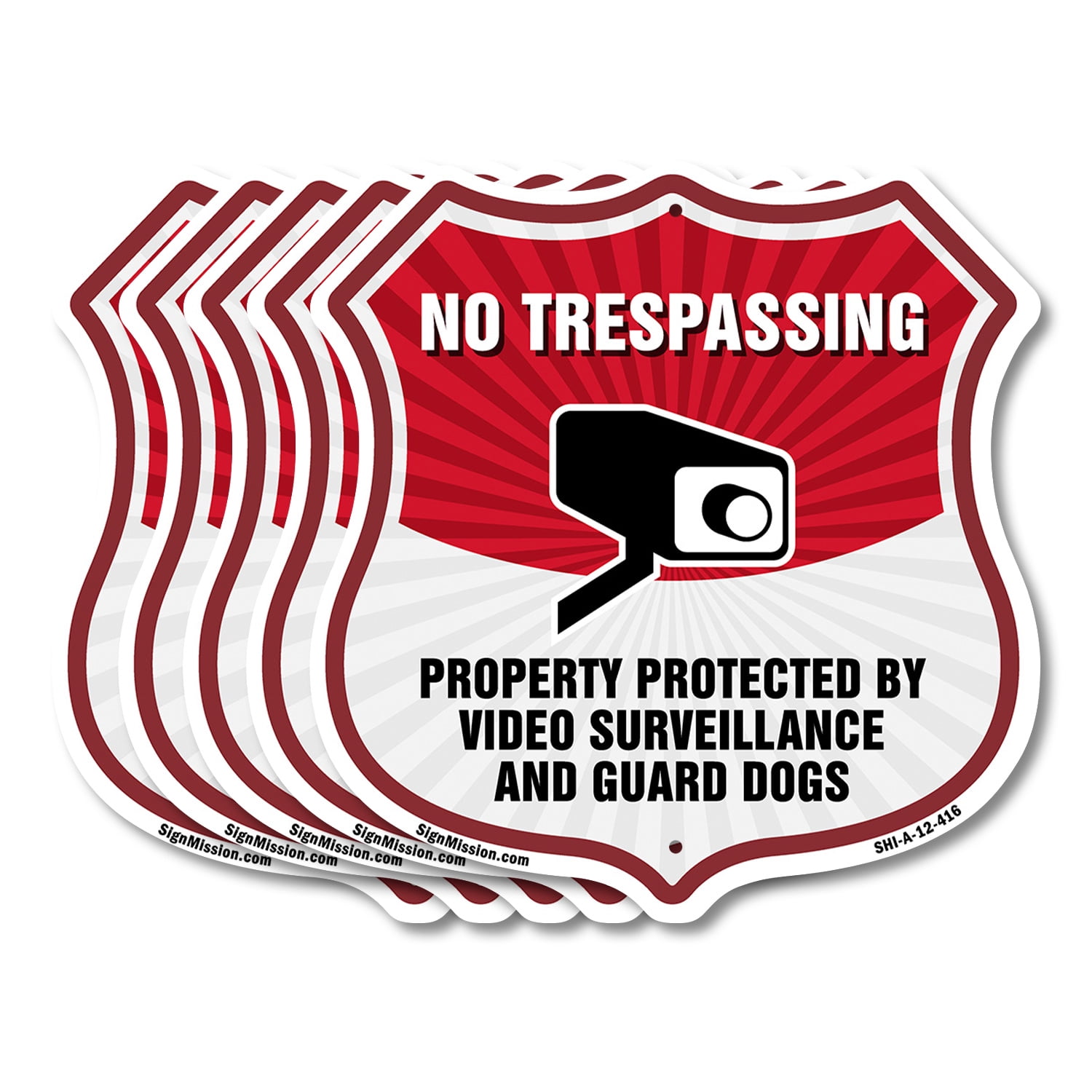 No Trespassing Shield Sign Property Protected By Video Surveillance And ...