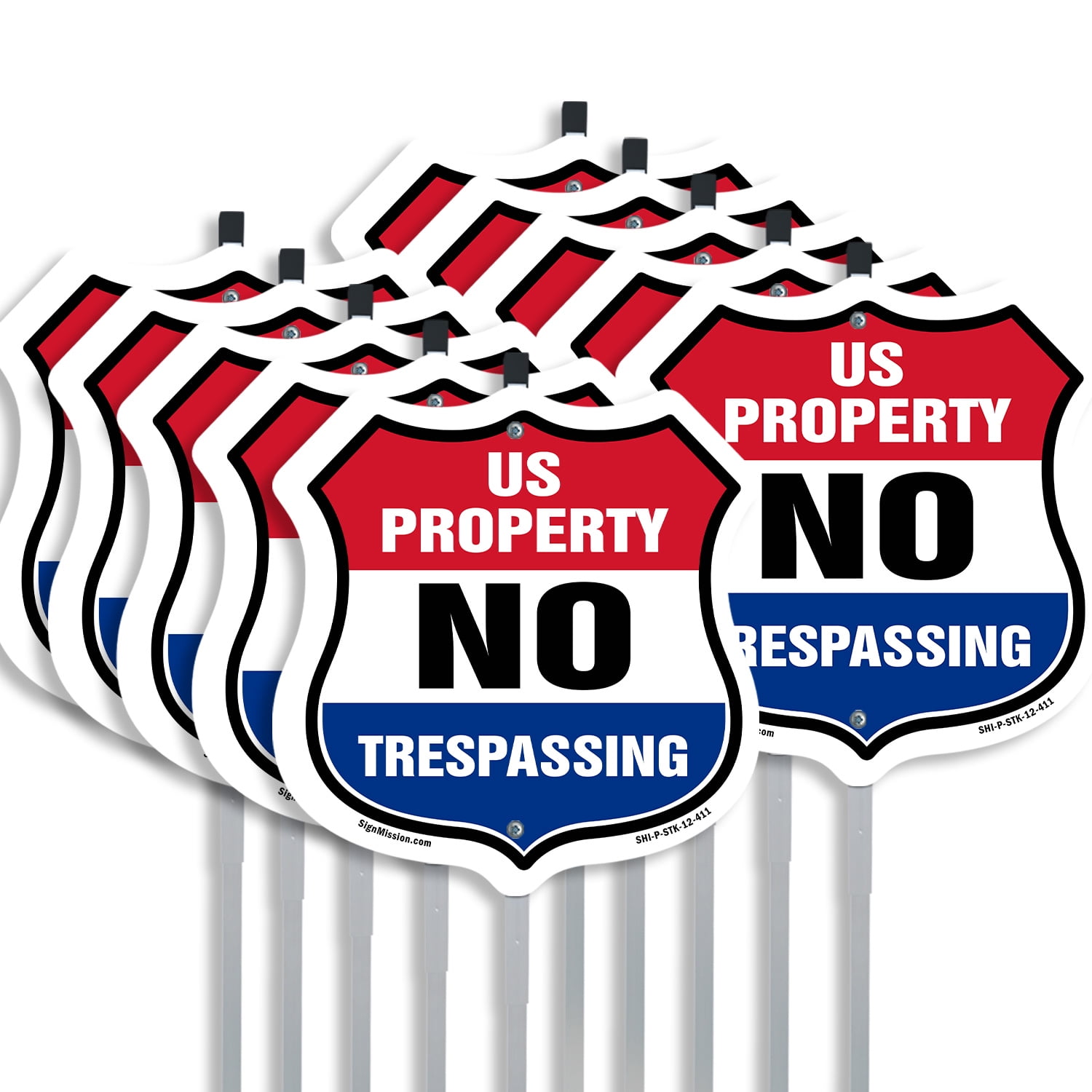 No Trespassing Shield Sign U.S. Property No Trespassing (10 Pack) 12 ...