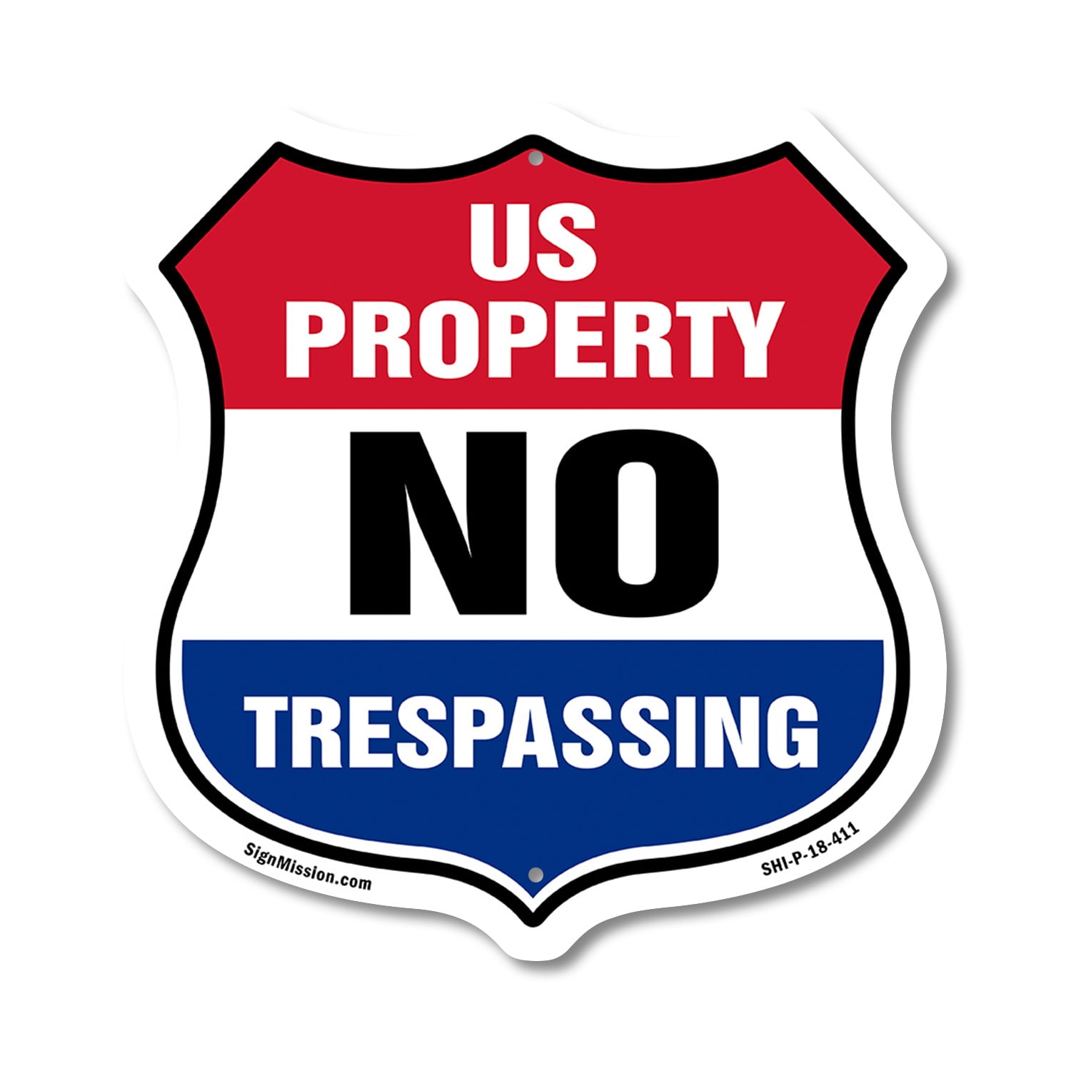 No Trespassing Shield Sign U.S. Property No Trespassing 18 inch X 18 ...
