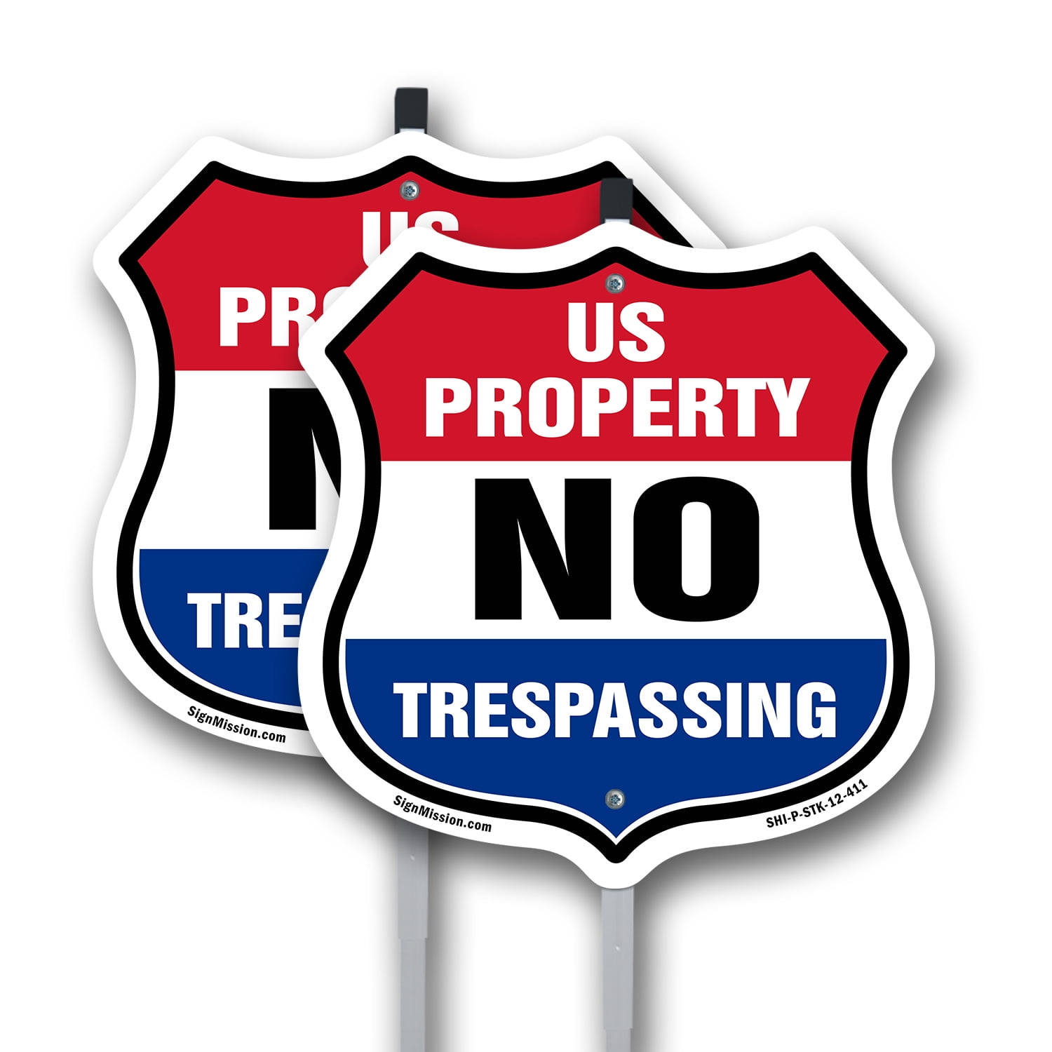 No Trespassing Shield Sign U.S. Property No Trespassing (2 Pack) 12 ...