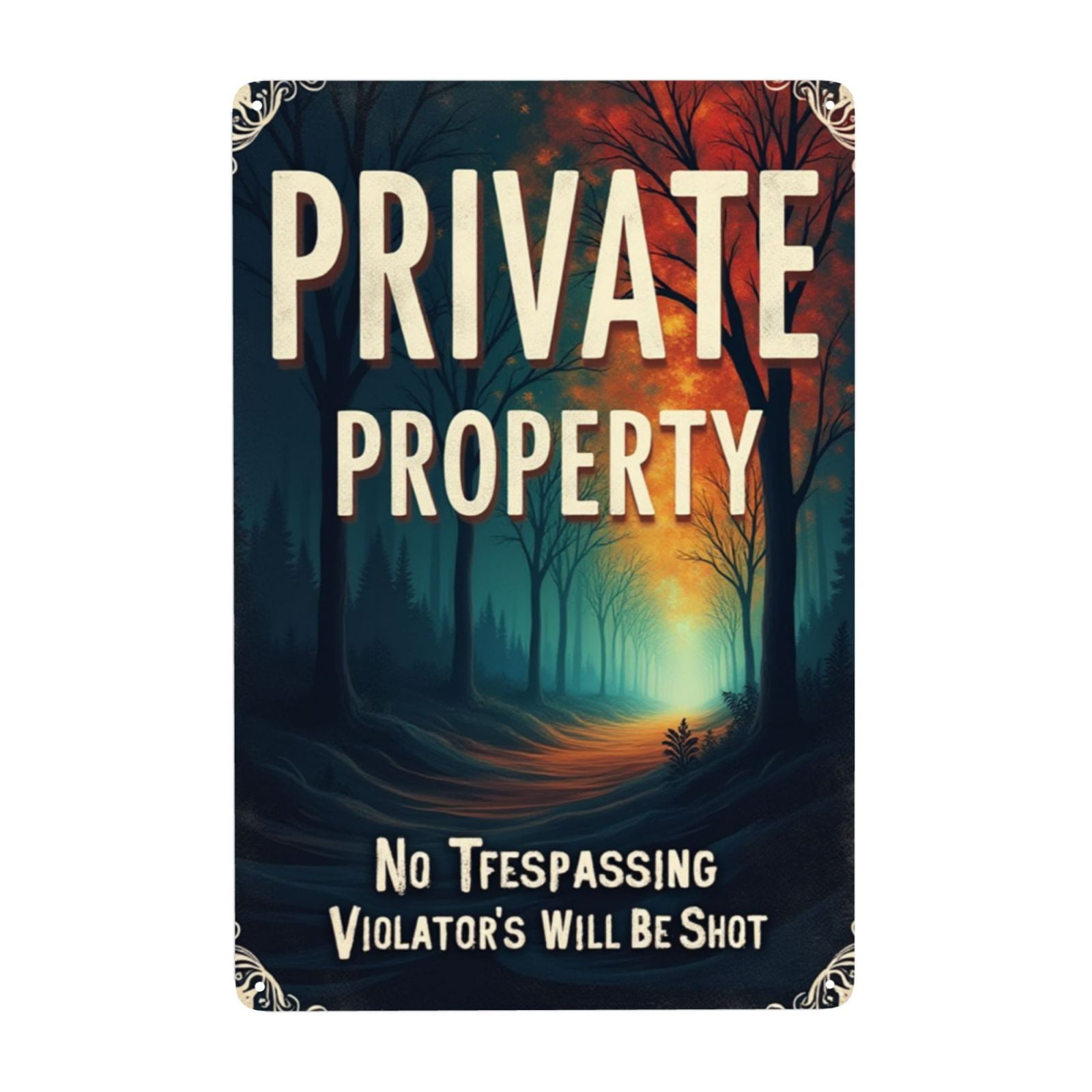 No Trespassing Signs Private Property - Metal Tin Warning Sign For Home ...