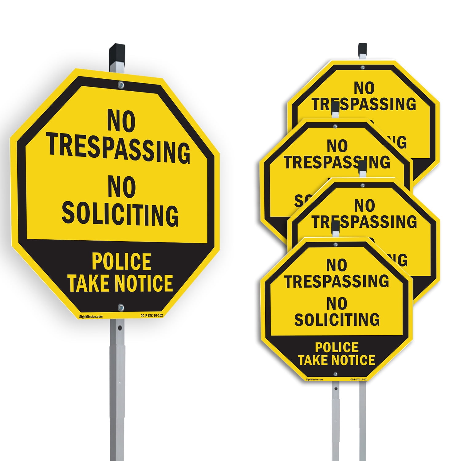 No Trespassing No Soliciting Police Take Notice (5 Pack) 10 inch X 10 ...