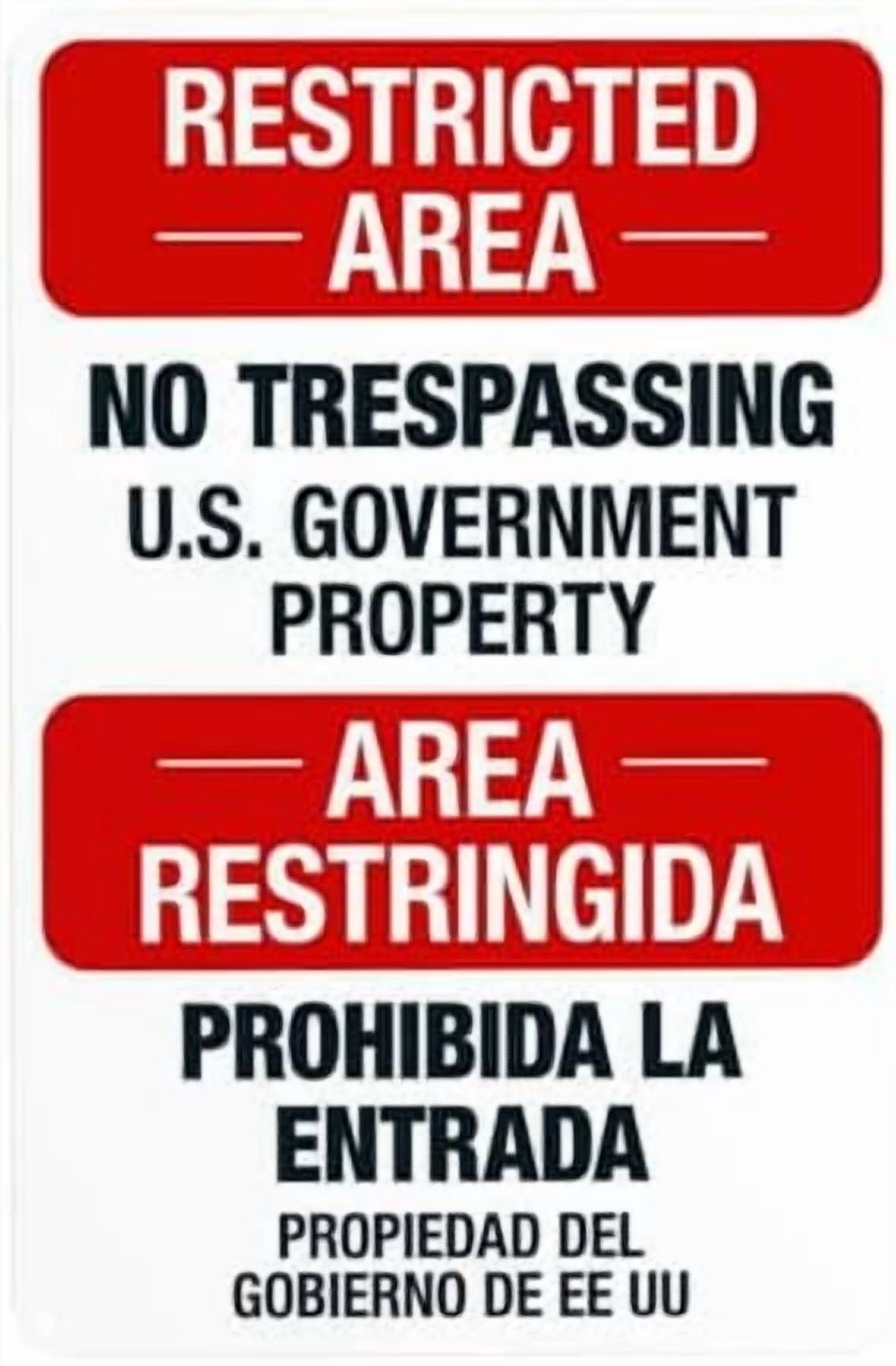 No Trespassing US Government Property Bilingual Warning Sign, Private ...