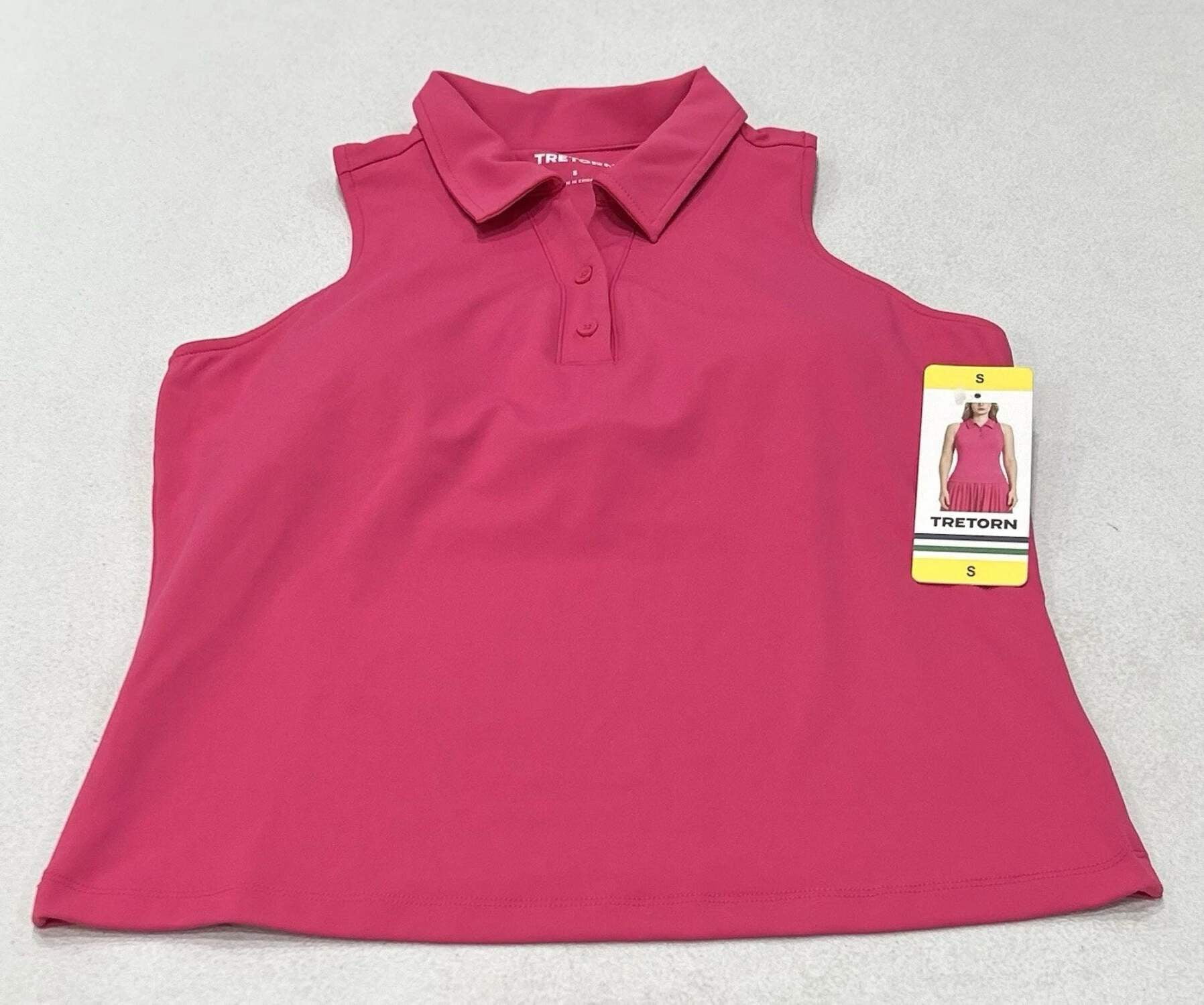 Tretorn Women's Sleeveless Polo Built-In-Bra Top, French Fuchsia Small ...